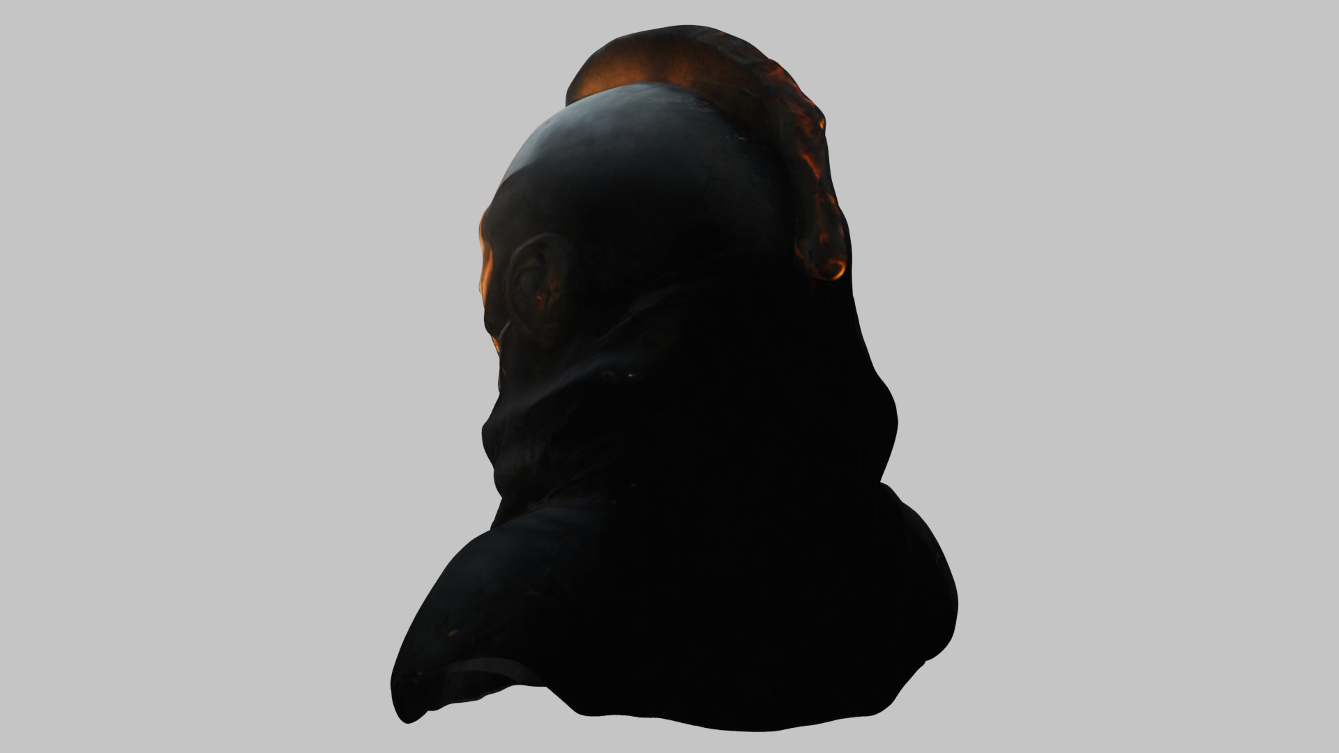 3D model Burnt Medieval Templar SKull HEad Bust VR / AR / low-poly ...