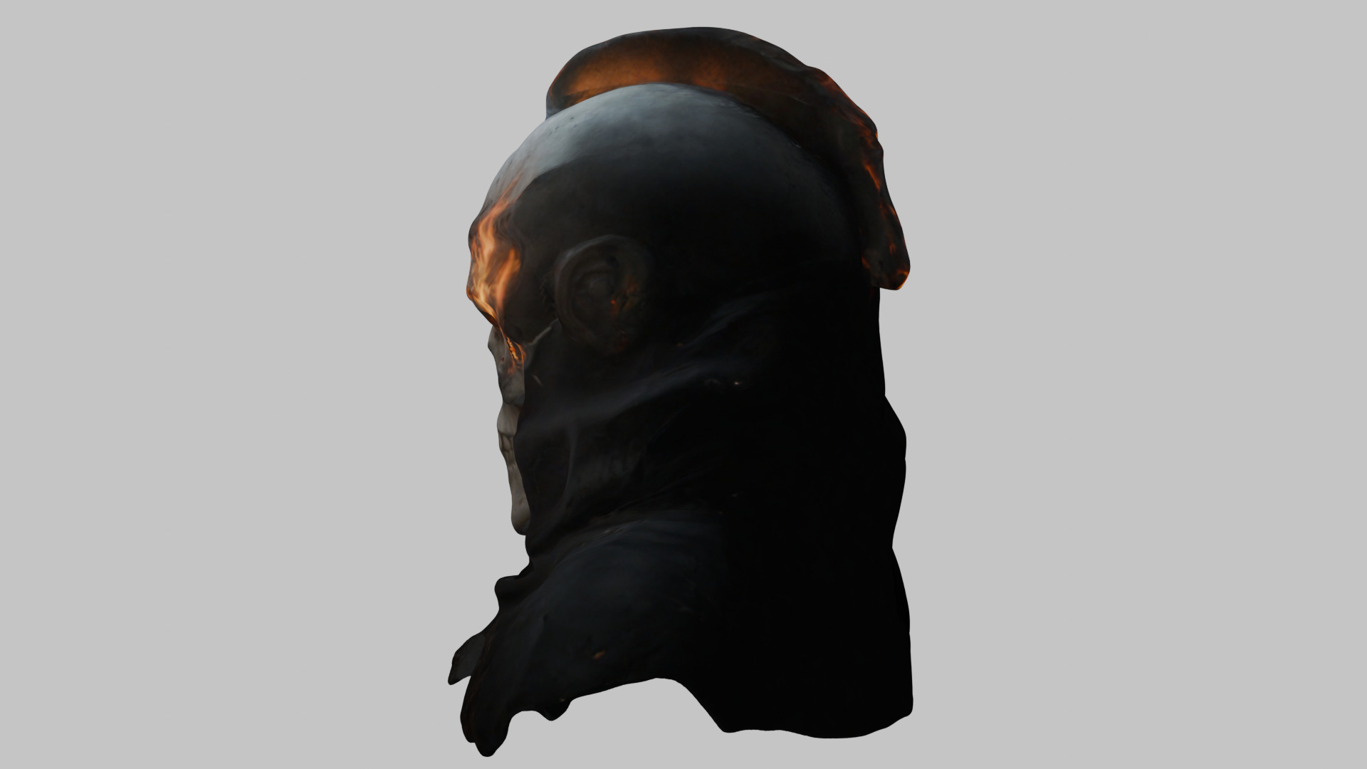 3D model Burnt Medieval Templar SKull HEad Bust VR / AR / low-poly ...