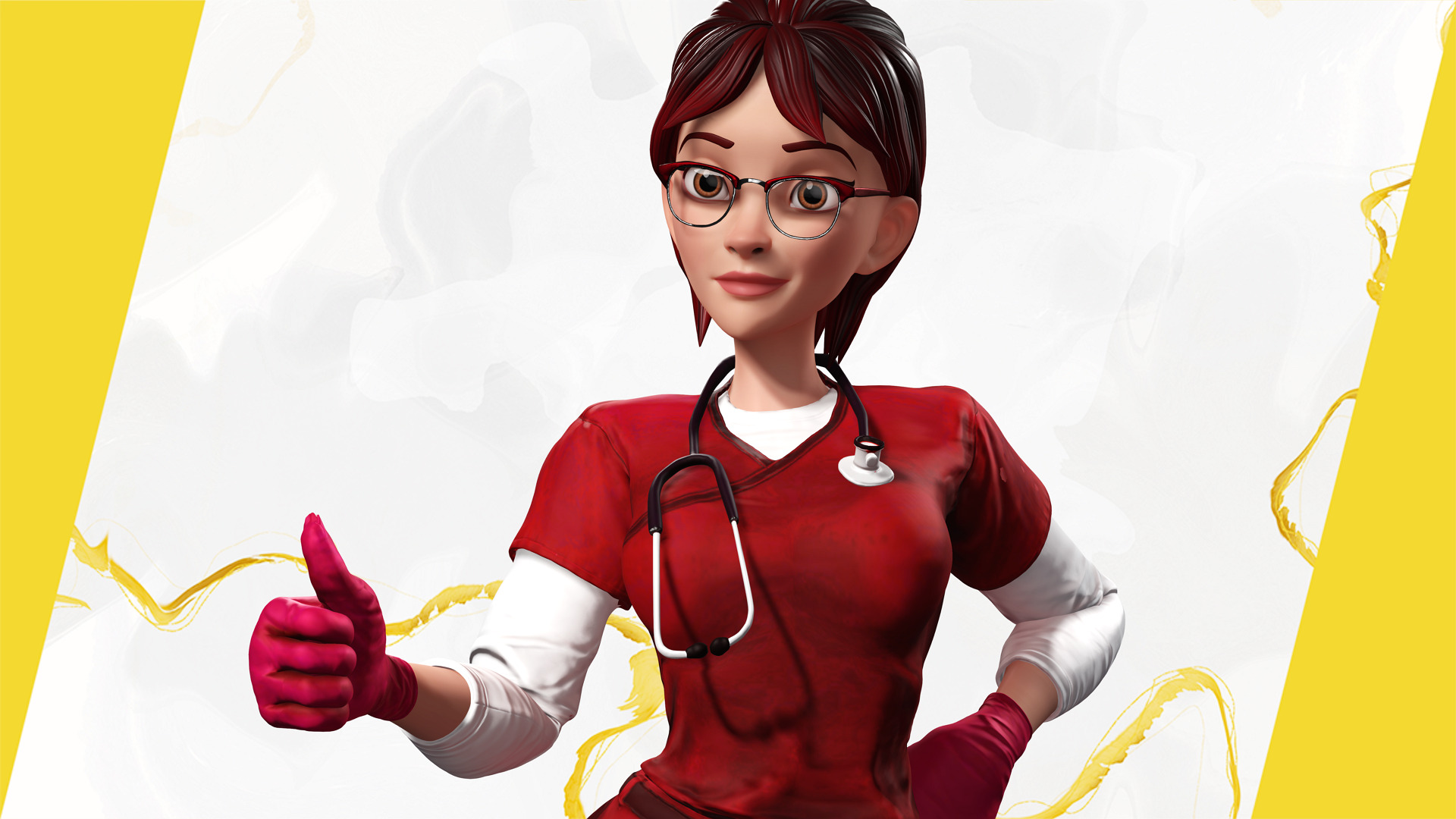 3D model Red Scrubs Cartoon Doctor Fully Rigged Healthcare Worker VR ...