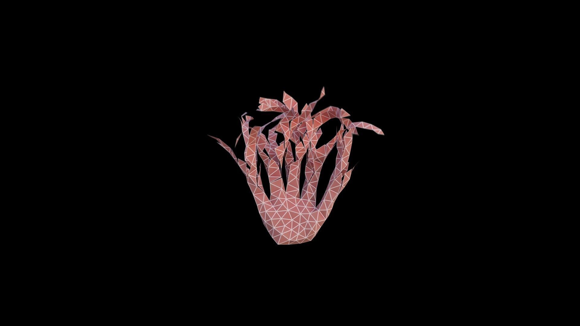 3D model Origami human hand unfolding growing animation VR / AR / low ...