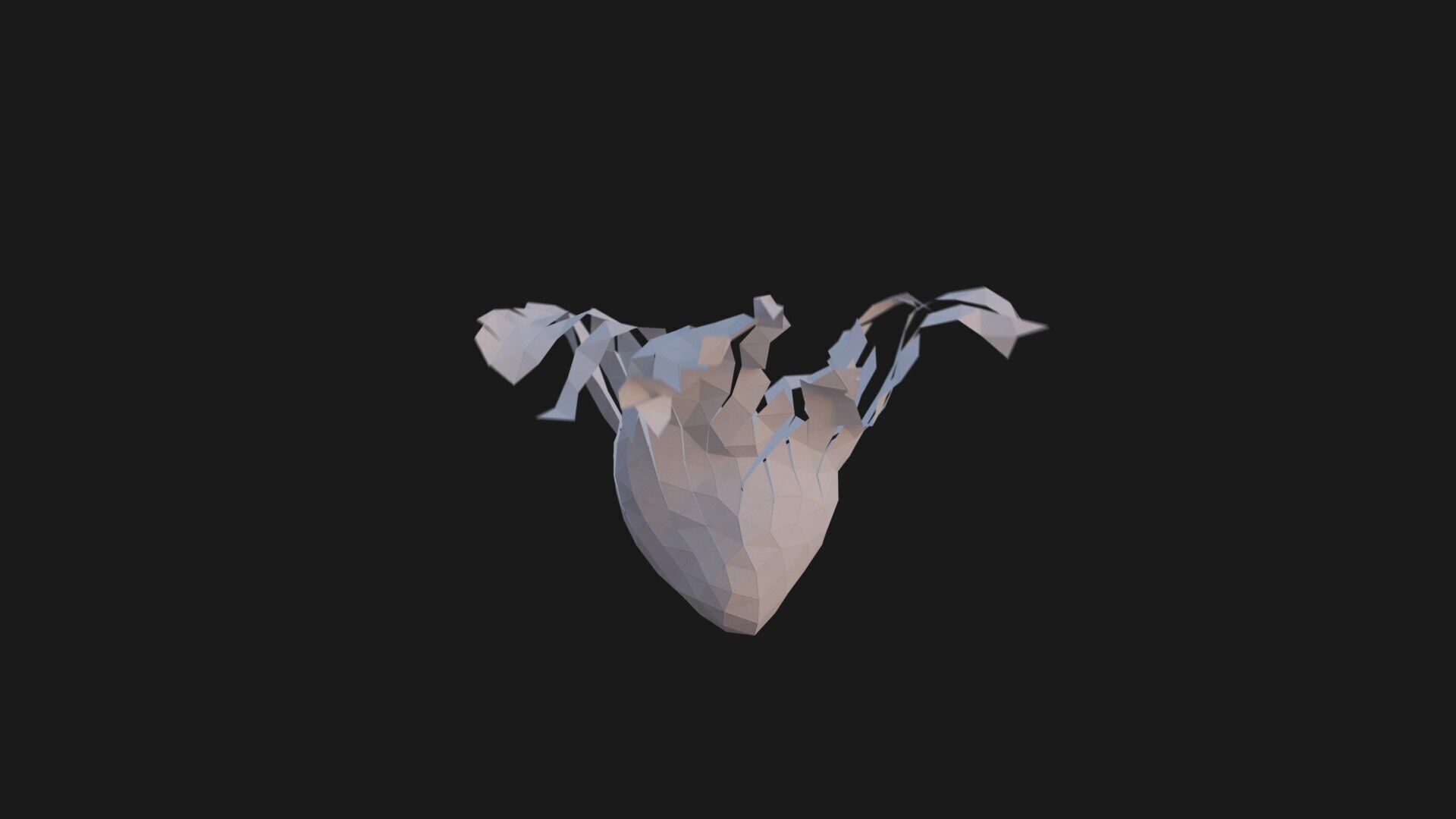 3D model Origami human heart unfolding growing animation VR / AR / low ...