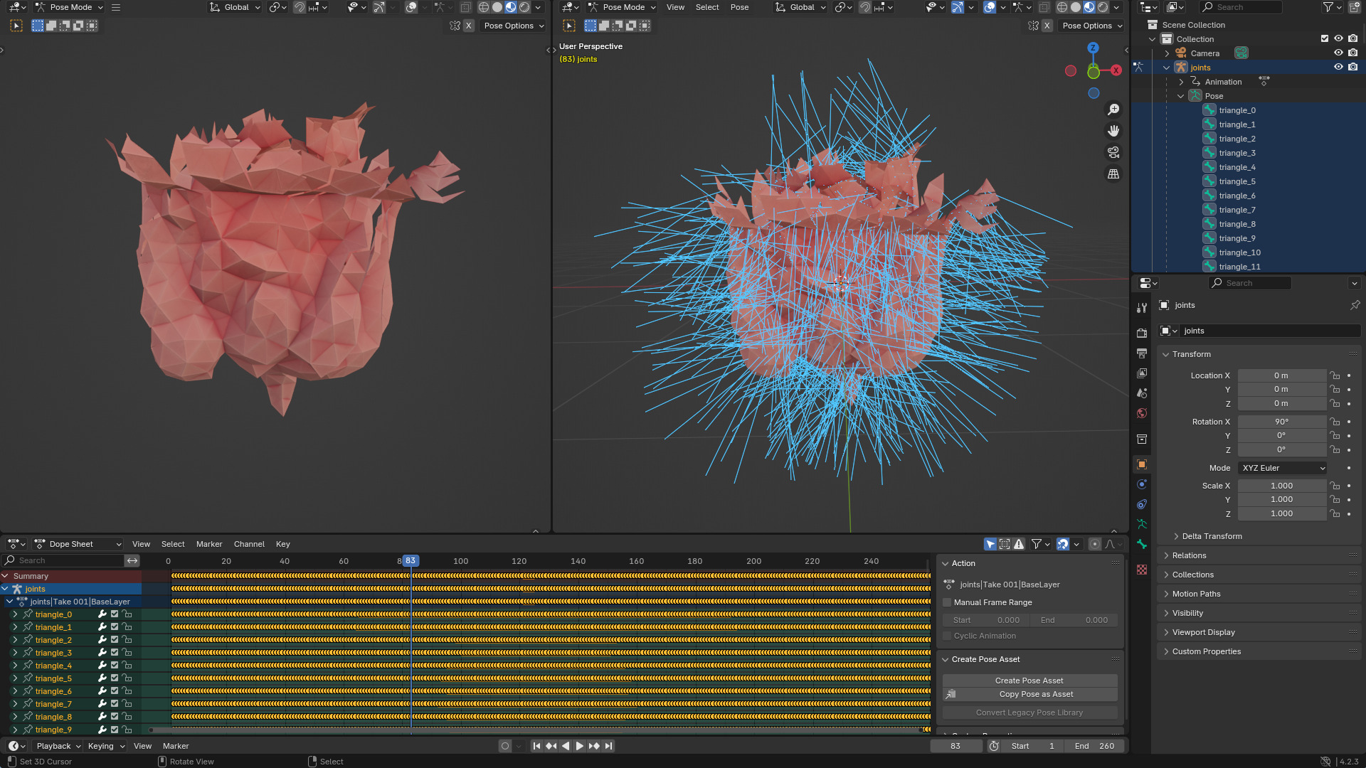 3D model Origami human intestines unfolding growing animation VR / AR ...