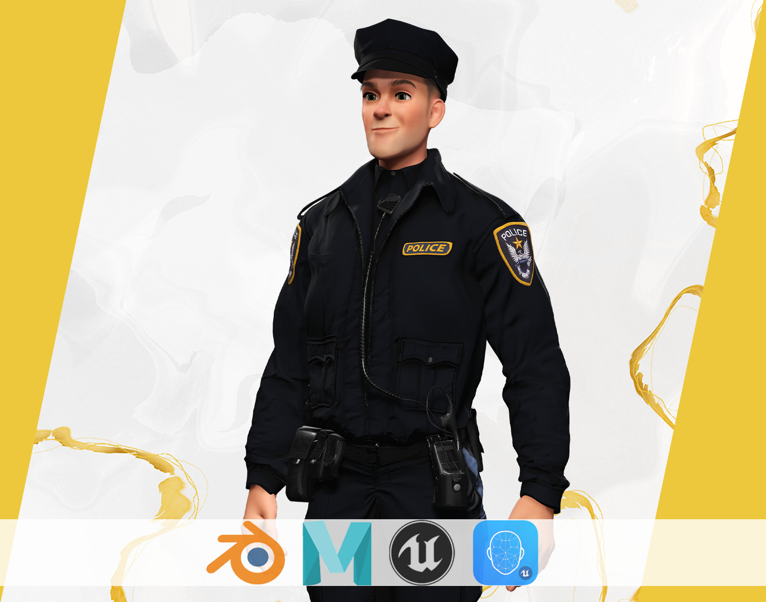 3D model 3D Law Enforcement Toon Character Police Officer VR / AR / low ...