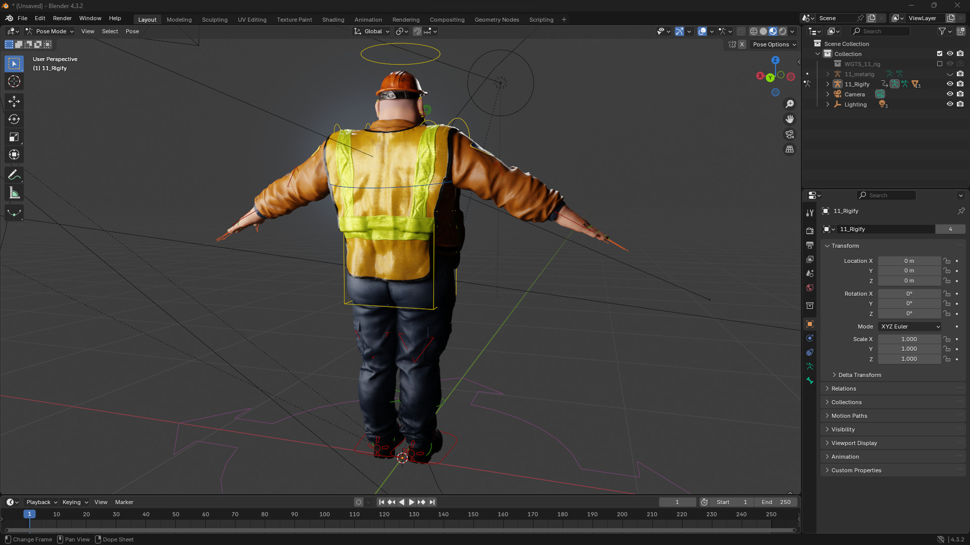 3D model Stylized Cartoon Construction Worker Rigged Foreman builder VR ...