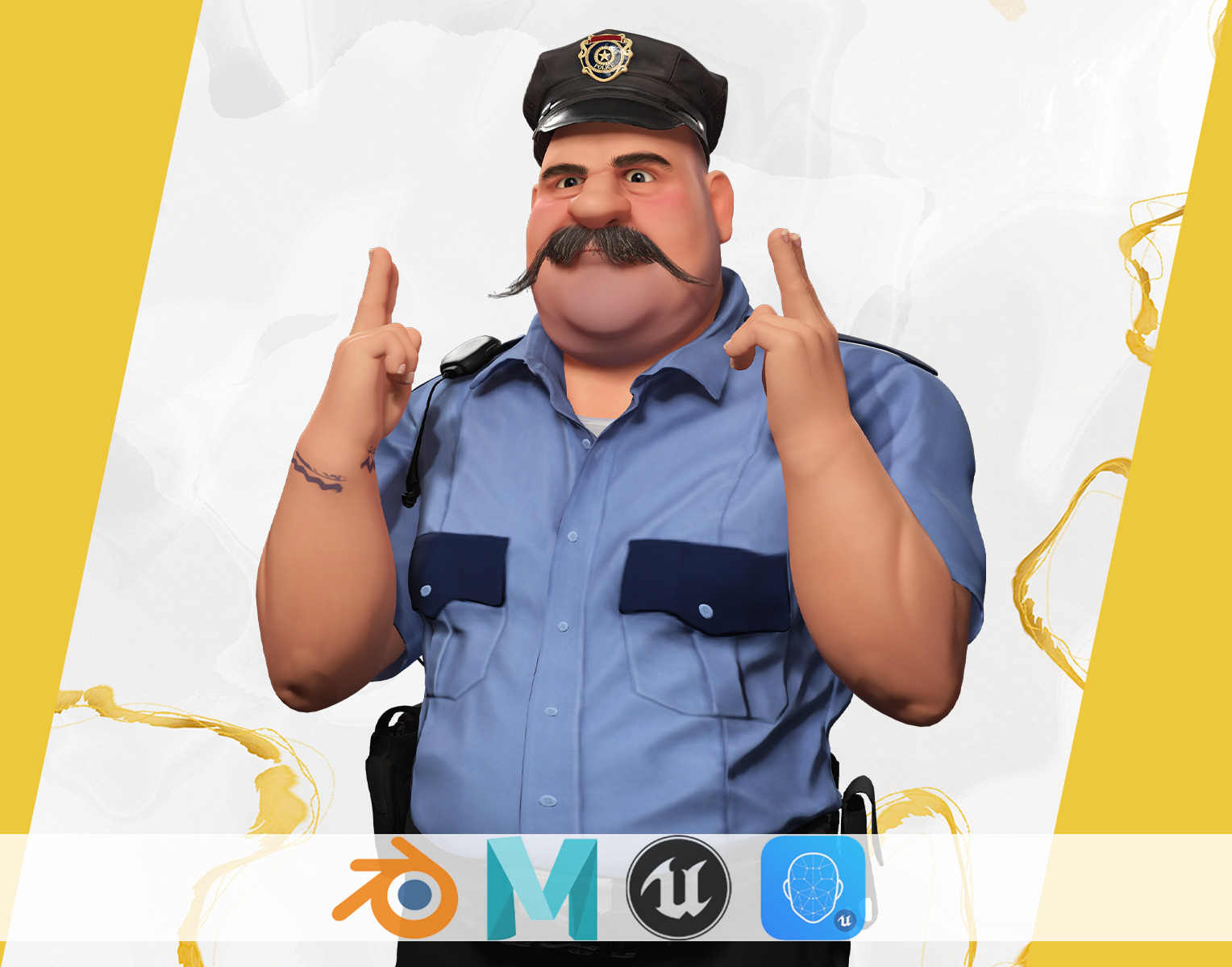 3D model Stylized Cartoon Police Officer Chubby Policeman 3D VR / AR ...