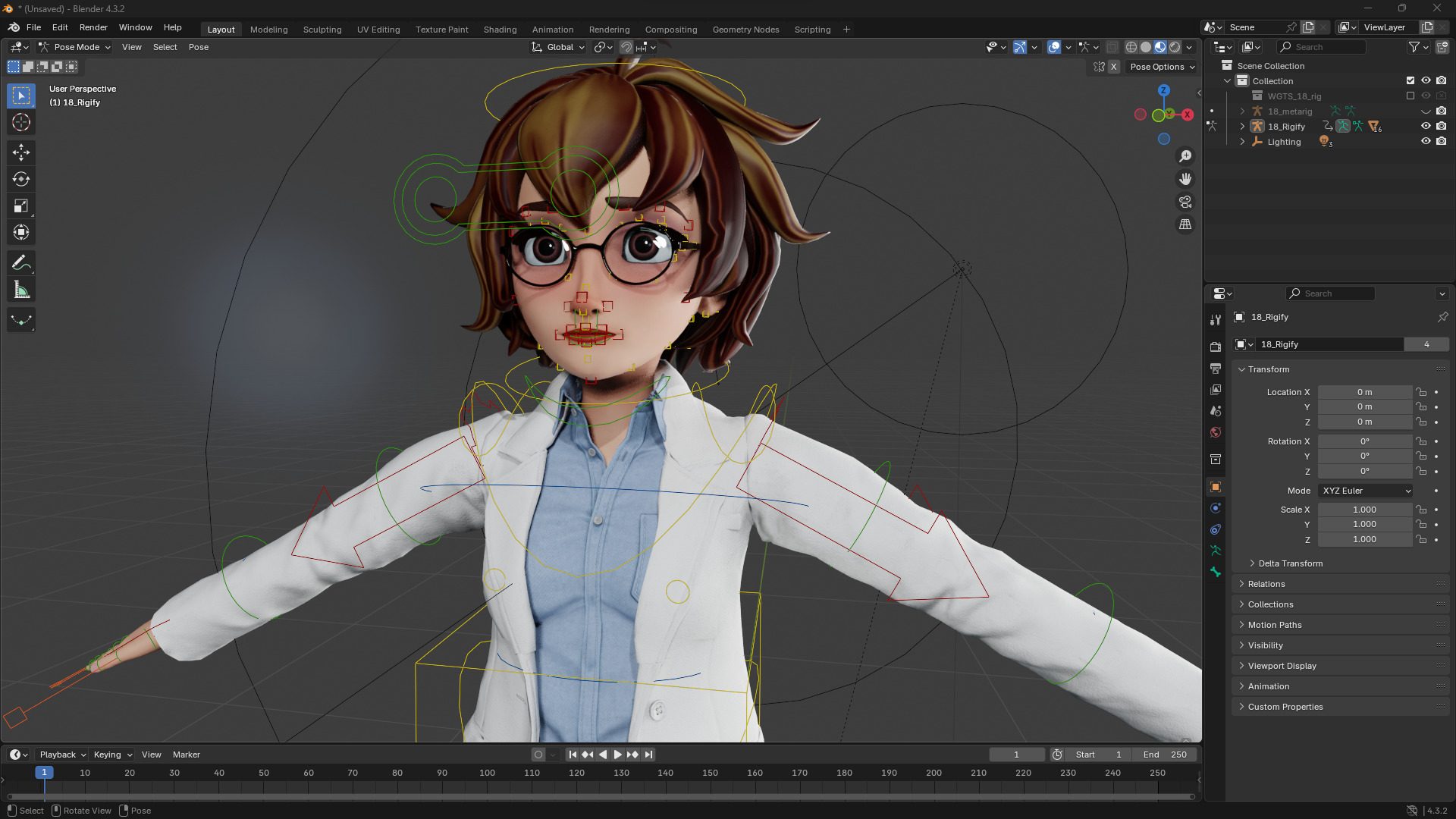 3D model Stylized Cartoon Female Scientist or Teacher or Doctor Rigged ...