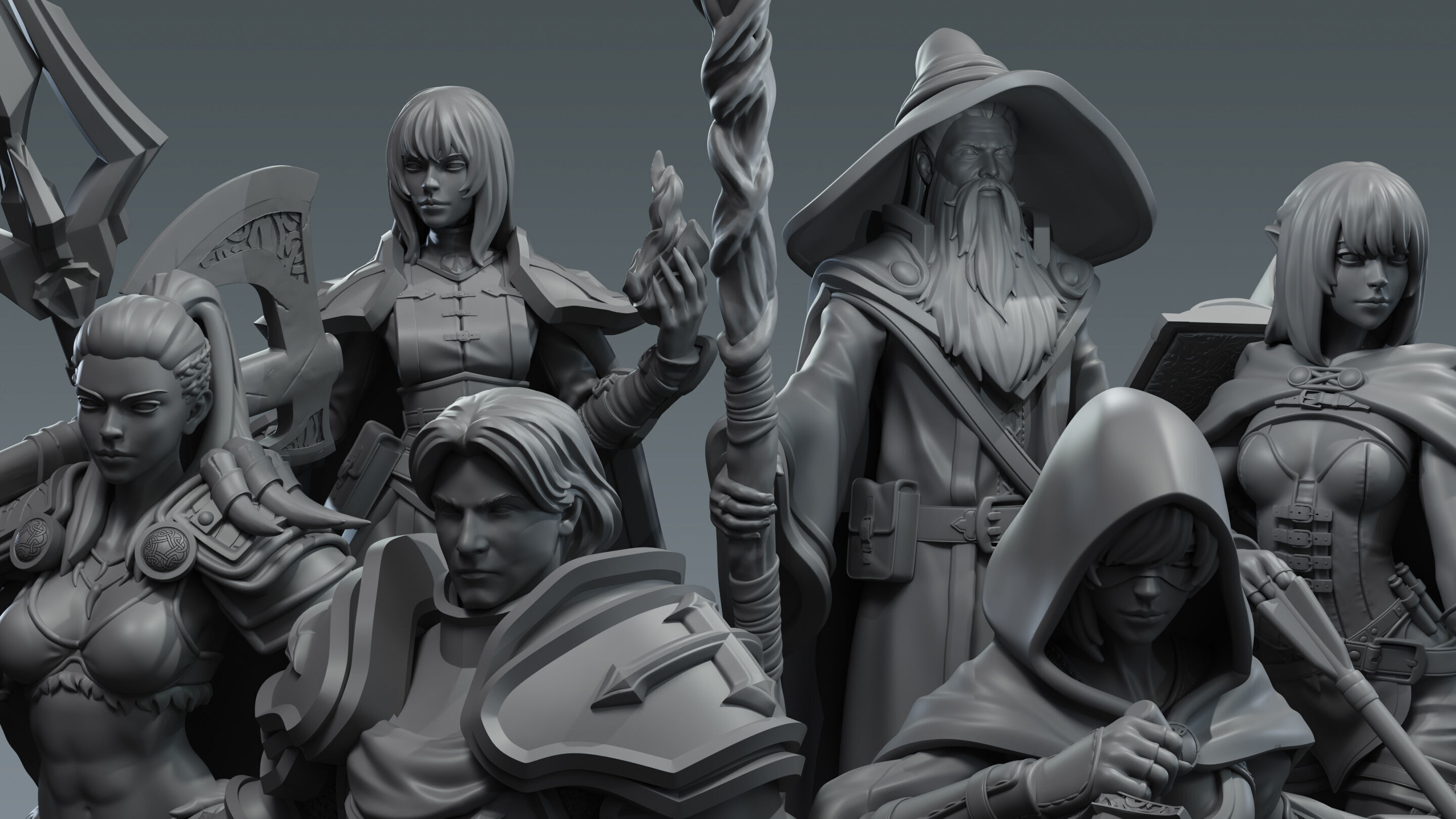 Hero party - DND Miniature collection - Pre-Supported 3D model 3D ...