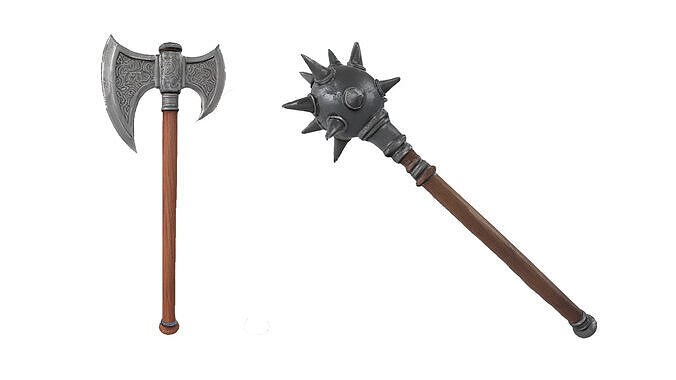 Historical Battle Axe and Morning Star Weapons free VR / AR / low-poly ...
