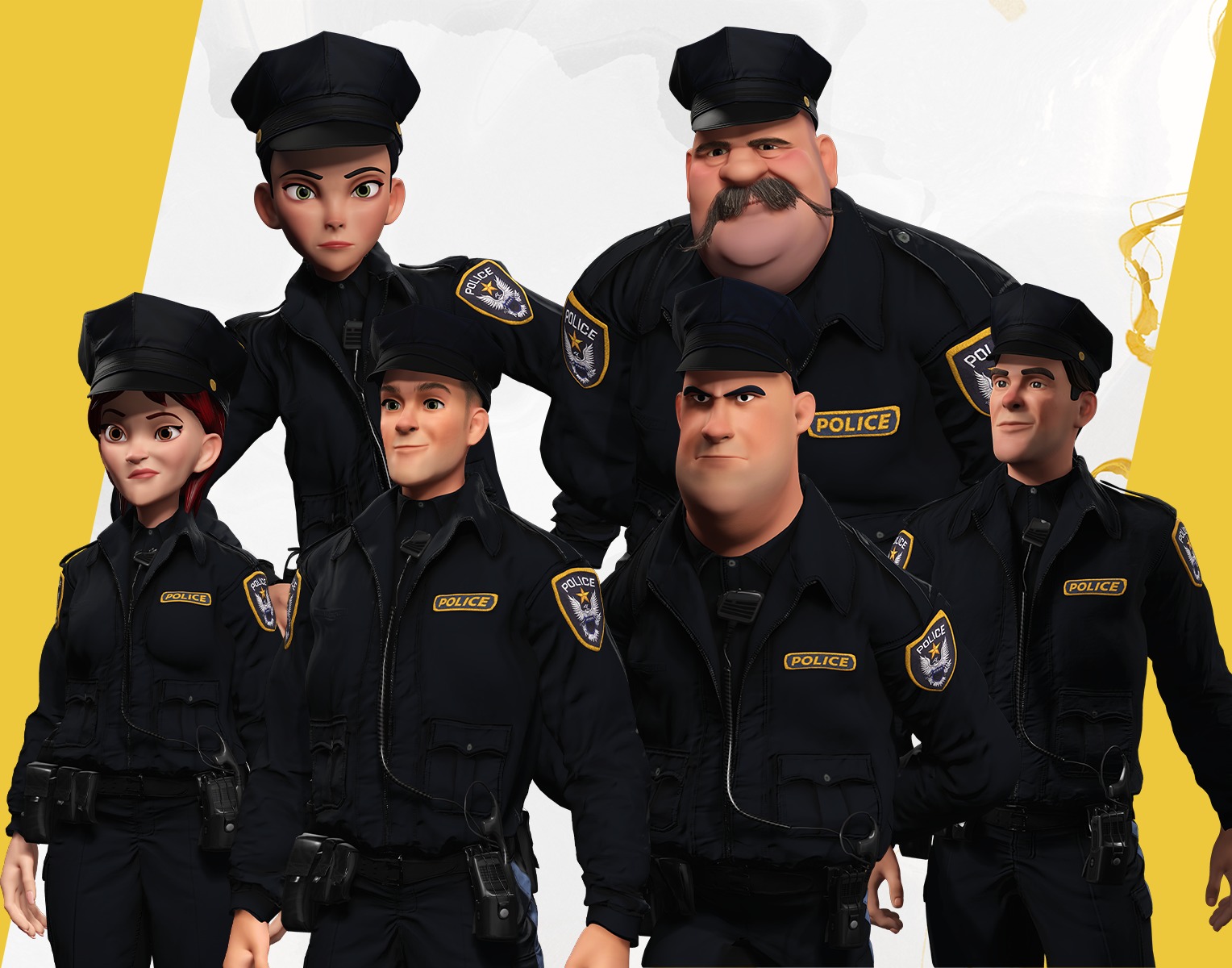 3D Model Collection Stylized Police Force Pack Rigged Cartoon ...