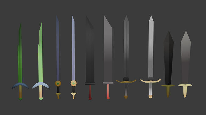 3D model 5 Stylized Low Poly Swords Perfect for Games and Animations VR ...