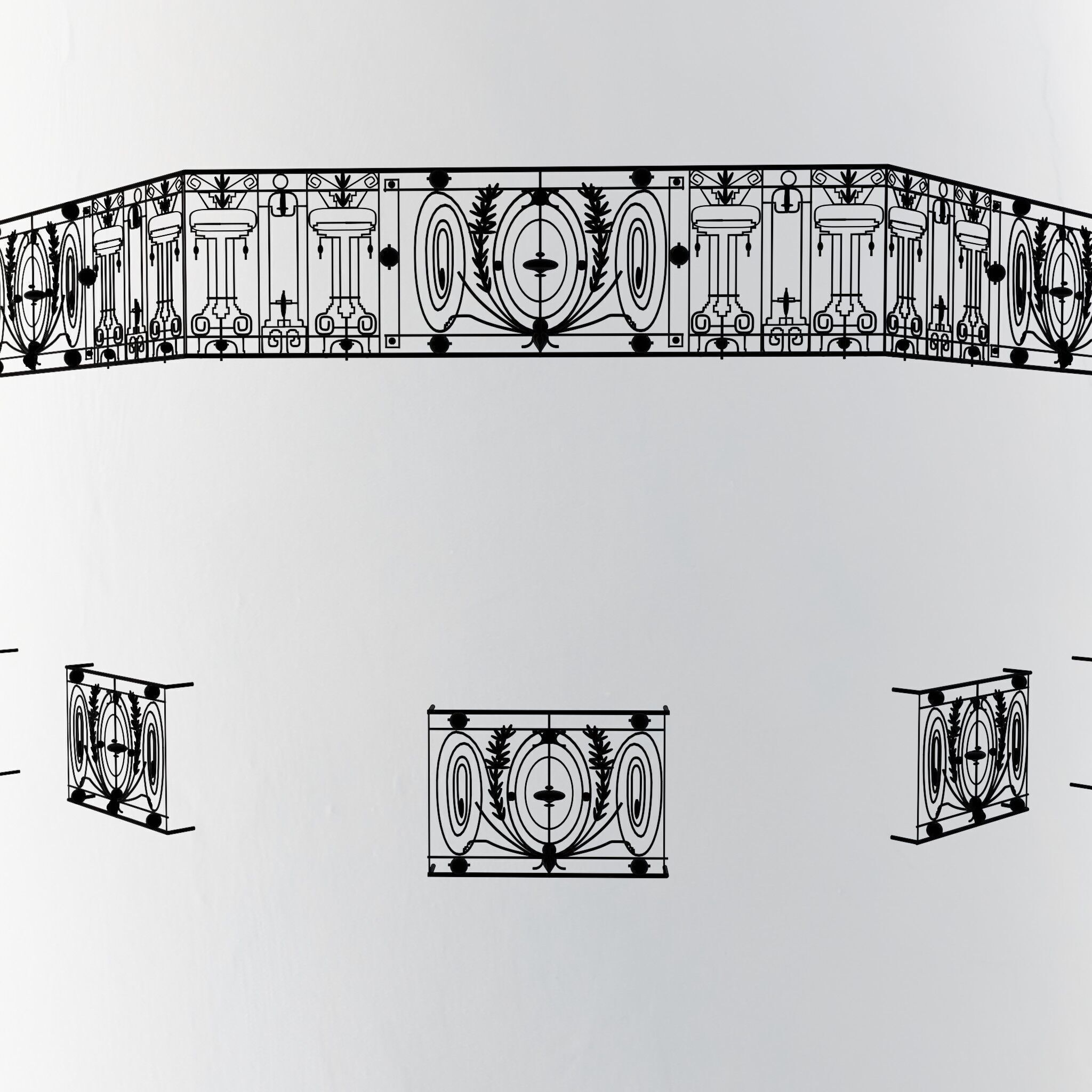 Paris vintage balcony railing 3D model | CGTrader