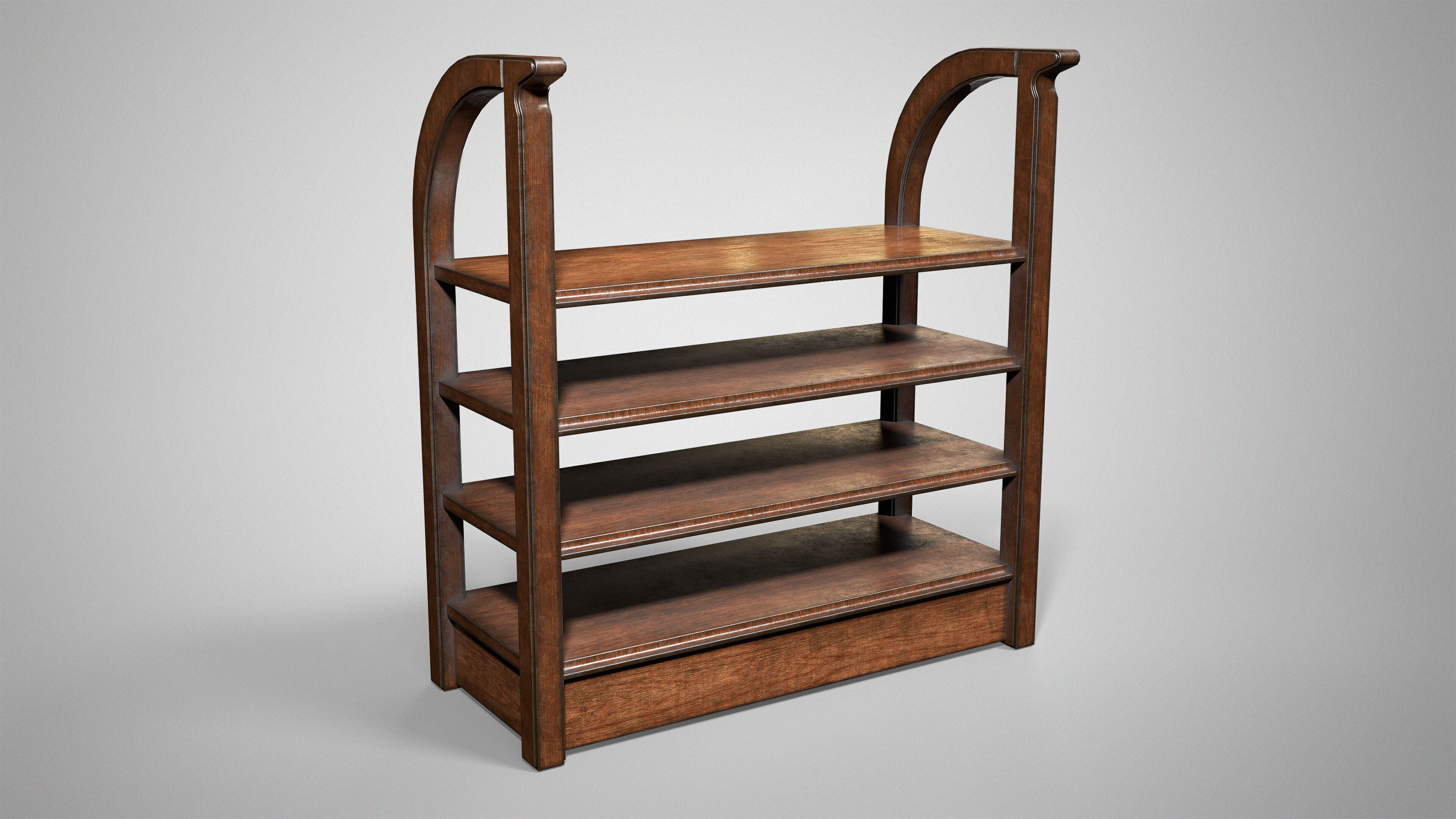 3D model Antique Wooden Bookshelf - Medieval Library Bookcase AAA VR ...