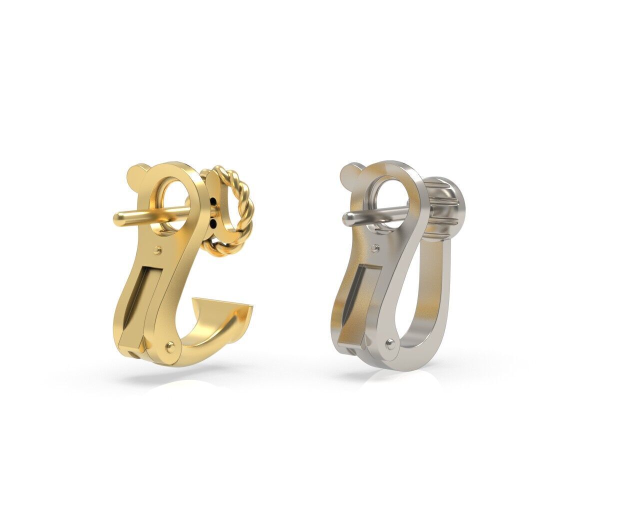 Earring Lock Omega lever Clasp 3D model 3D printable | CGTrader