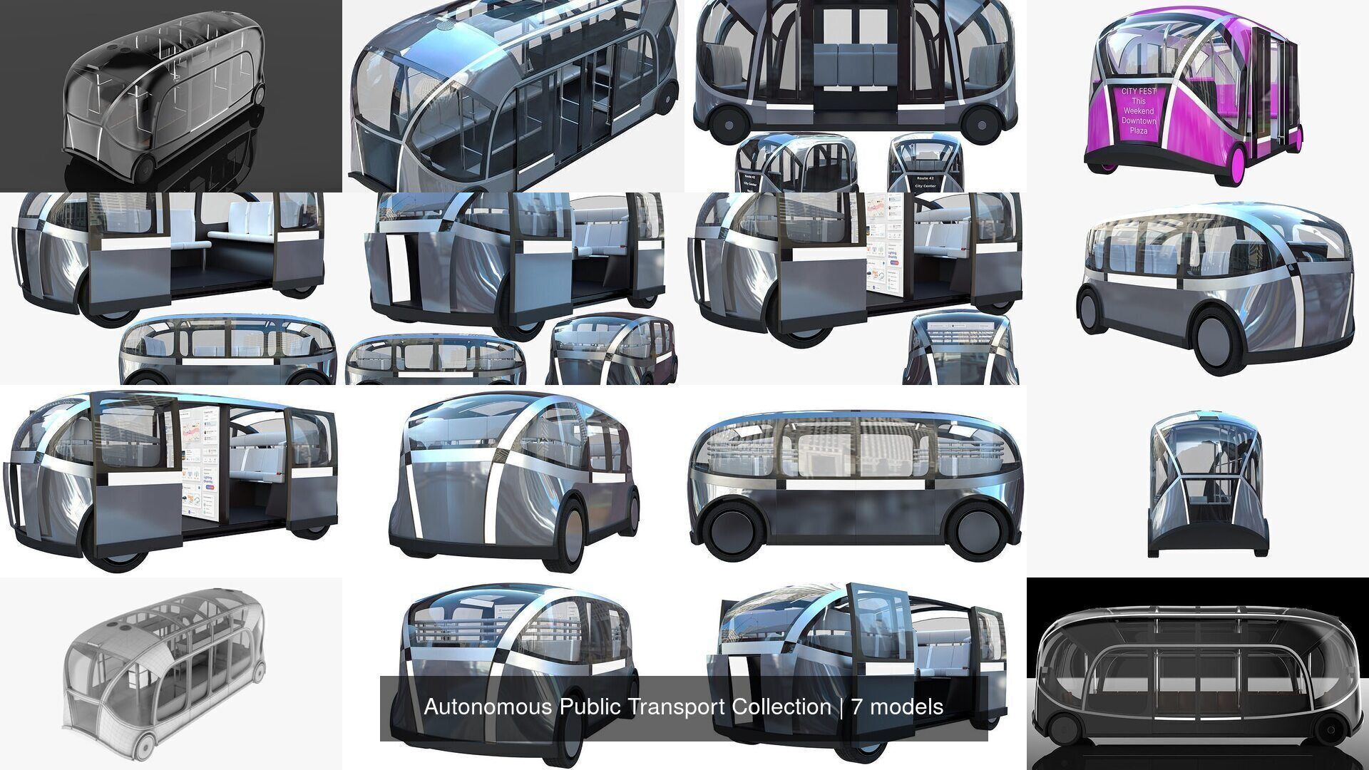 Autonomous Public Transport Collection | CGTrader