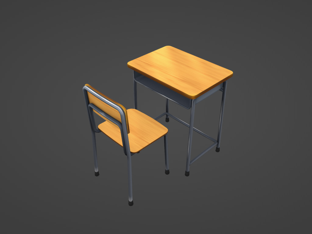 Anime Japanese School Desk free VR / AR / low-poly 3D model | CGTrader