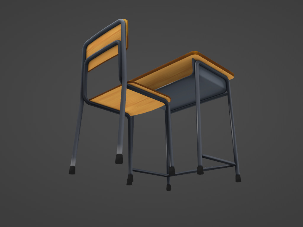 Anime Japanese School Desk free VR / AR / low-poly 3D model | CGTrader