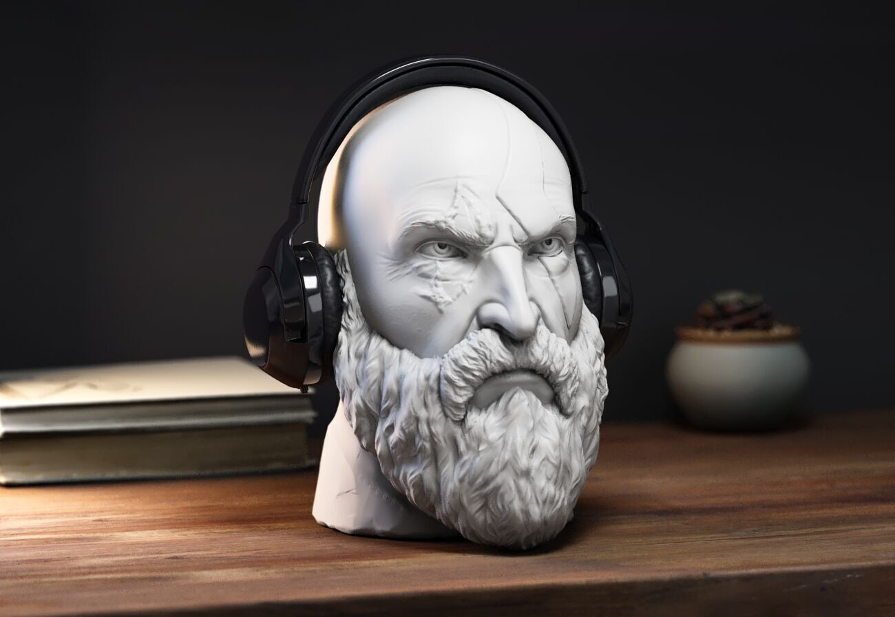 Kratos Headphone Stand God of War Headphone Holder 3D model 3D ...