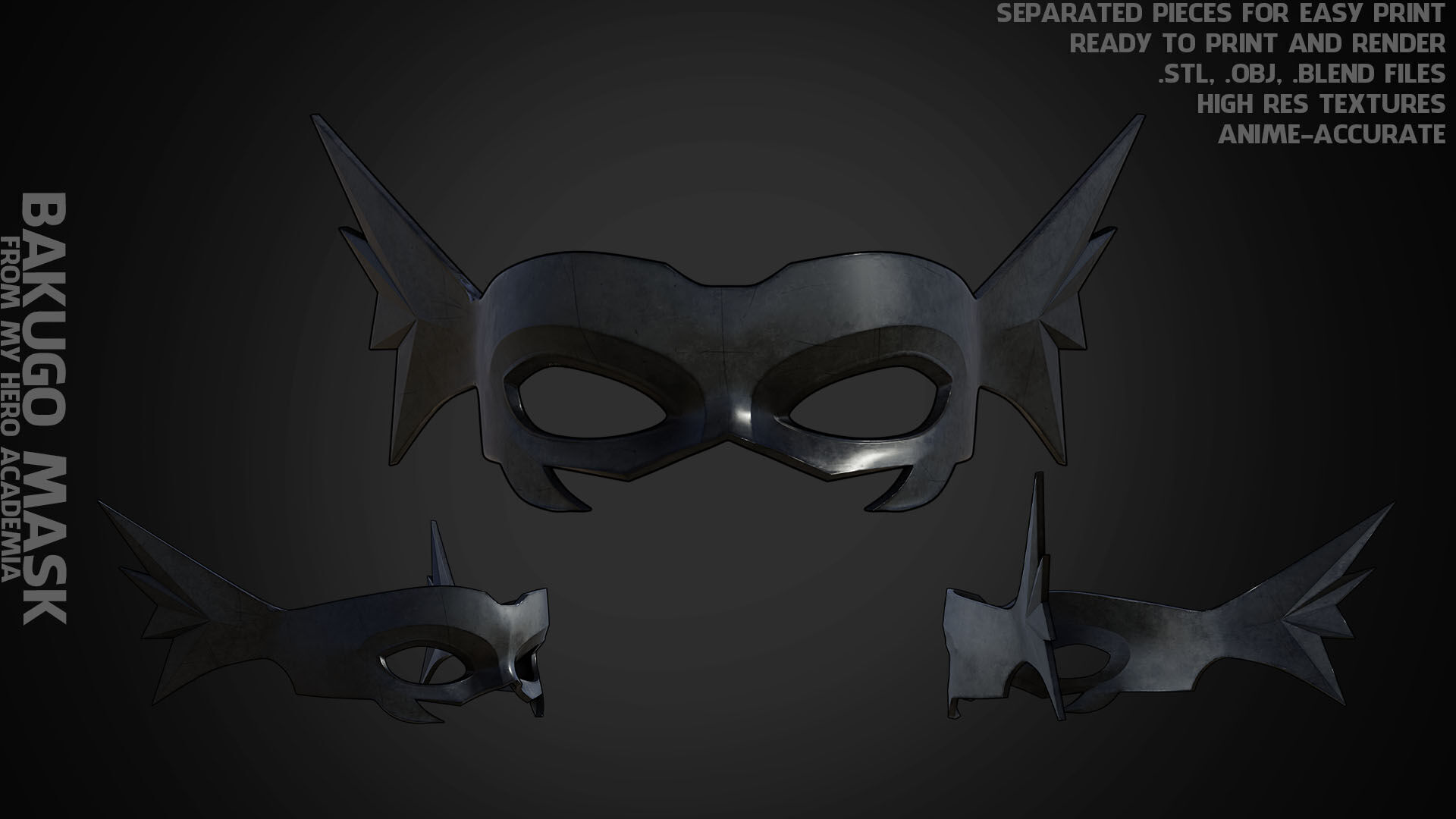 My Hero Academia Bakugo Mask for Cosplay 3D model 3D printable | CGTrader