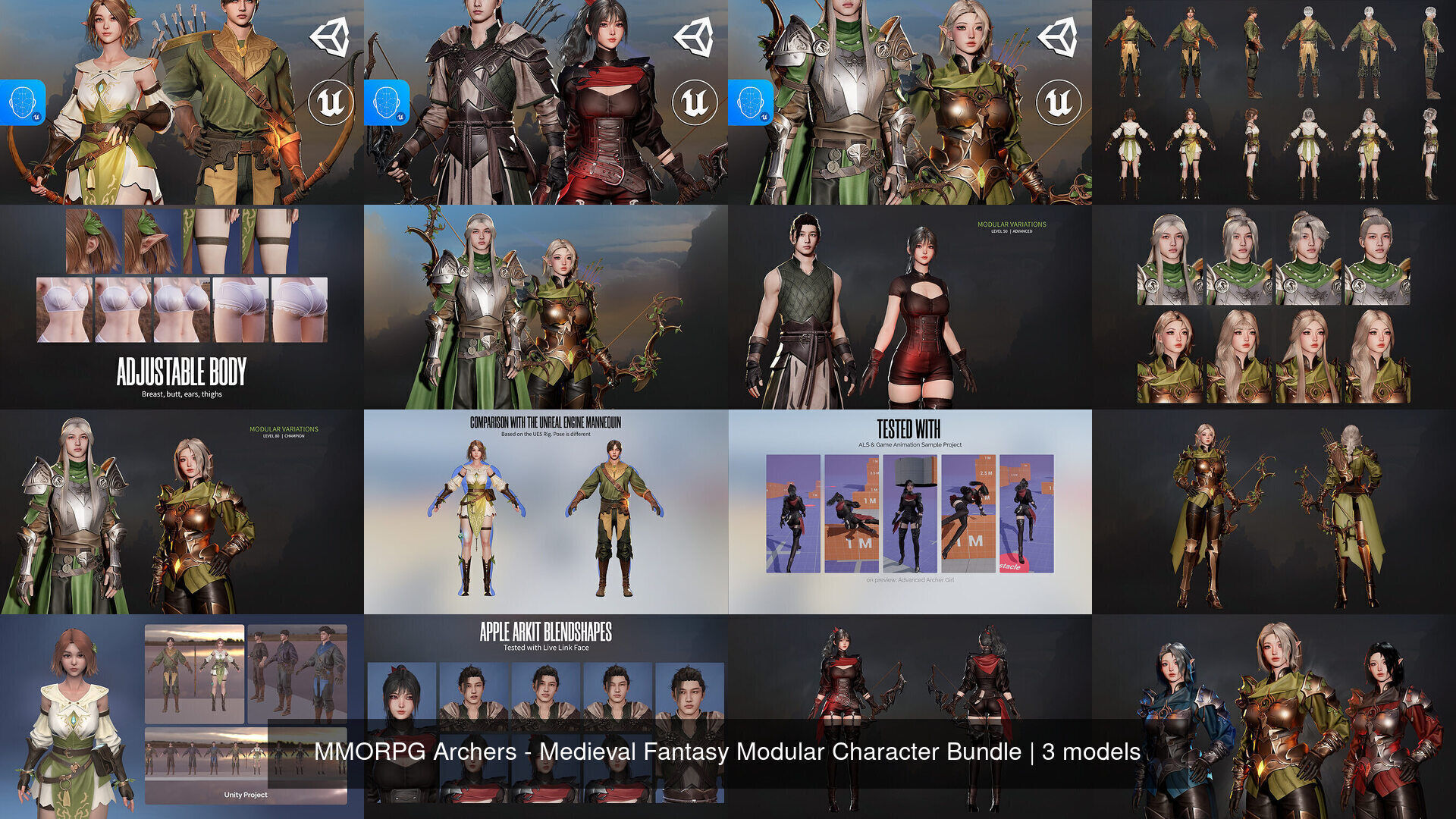 3D Model Collection MMORPG Archers - Medieval Fantasy Modular Character ...