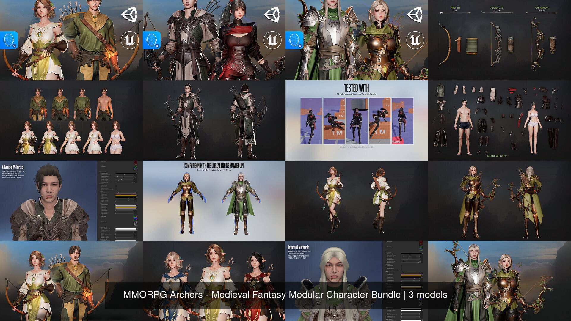 3D Model Collection MMORPG Archers - Medieval Fantasy Modular Character ...
