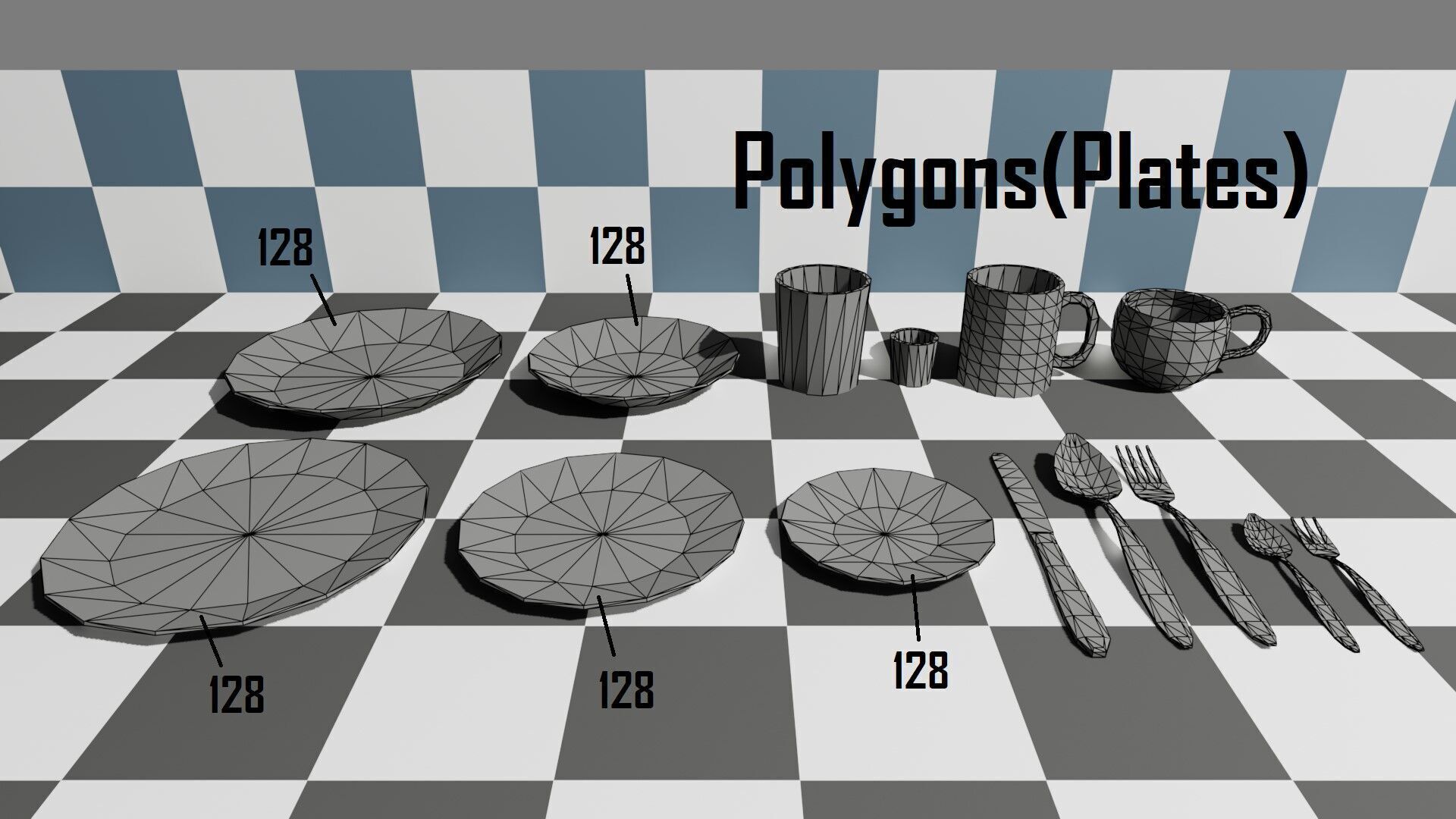 Set of Low-Poly Dishes free VR / AR / low-poly 3D model | CGTrader