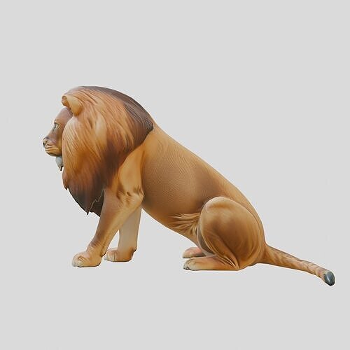 3D model Realistic Lion 3D Model with Detailed Mane and Fur Textures VR ...
