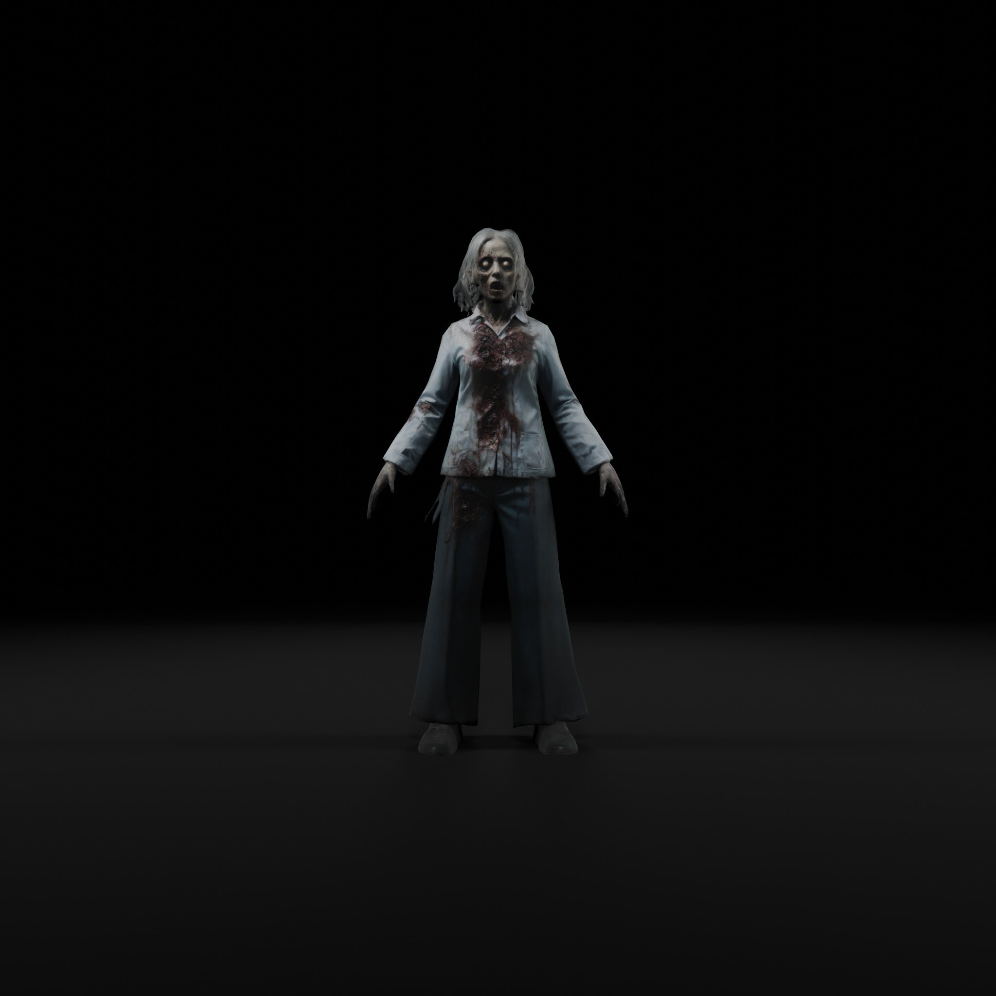 3D model Female Zombie Librarian - Game Ready Rigged Animated VR / AR ...