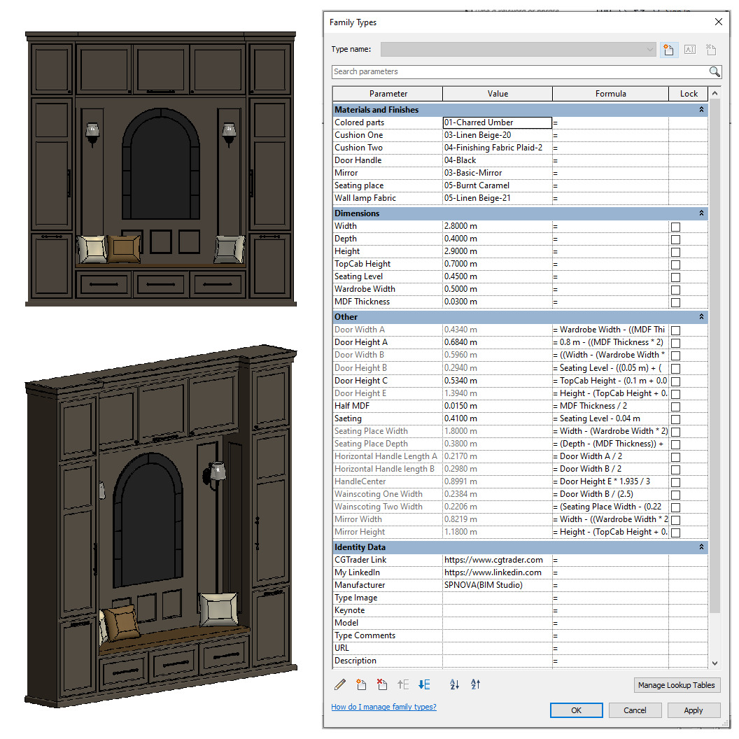 Parametric Entryway Closet and Shoe Rack Revit Family 3D model | CGTrader