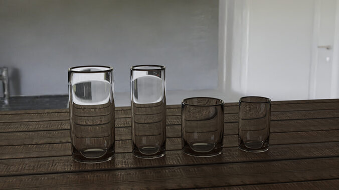 4 Glass Cups Collection - High Poly PBR 3D model | CGTrader