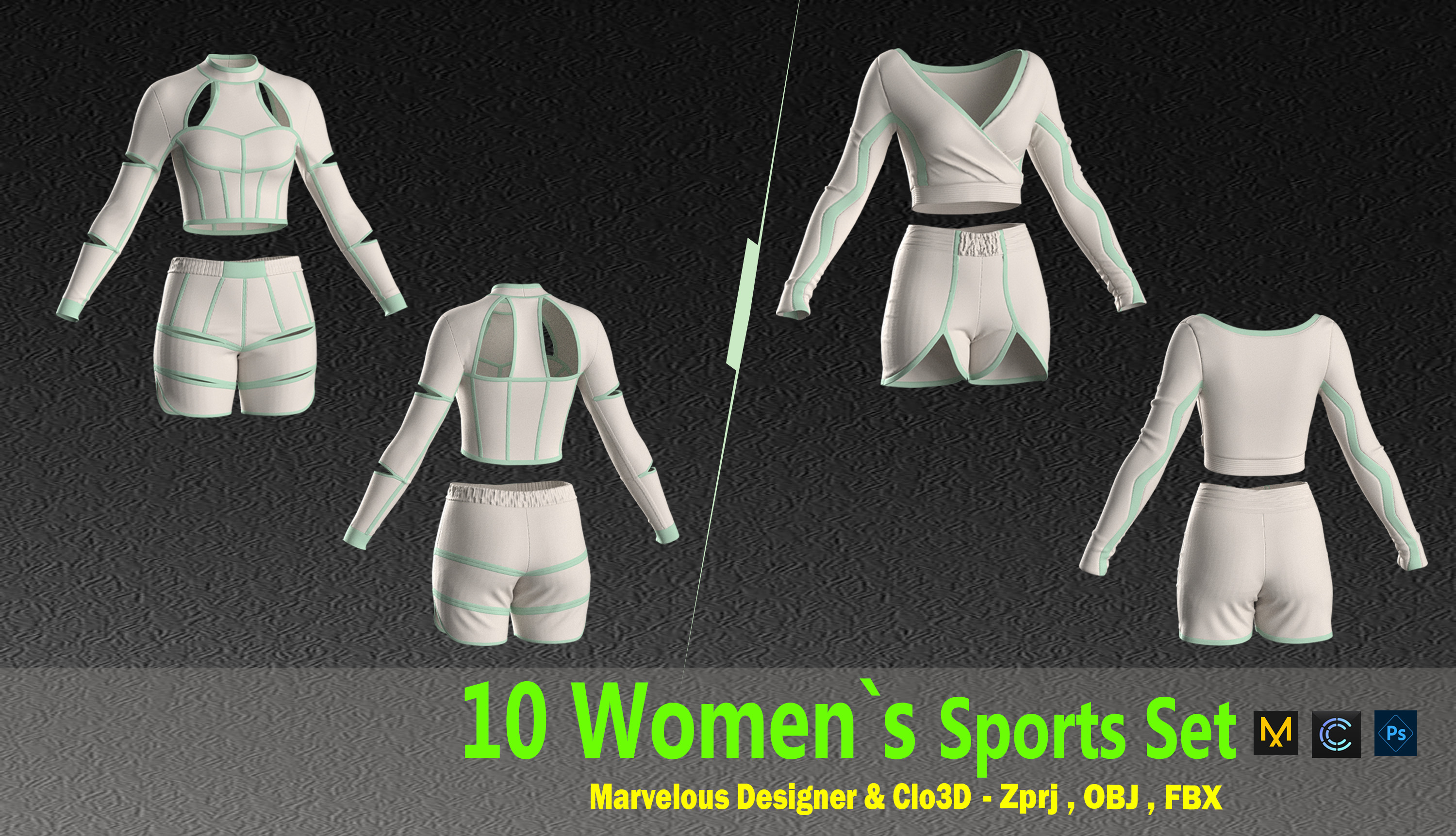 10 WOMEN SPORTS SET MODEL 3D model | CGTrader
