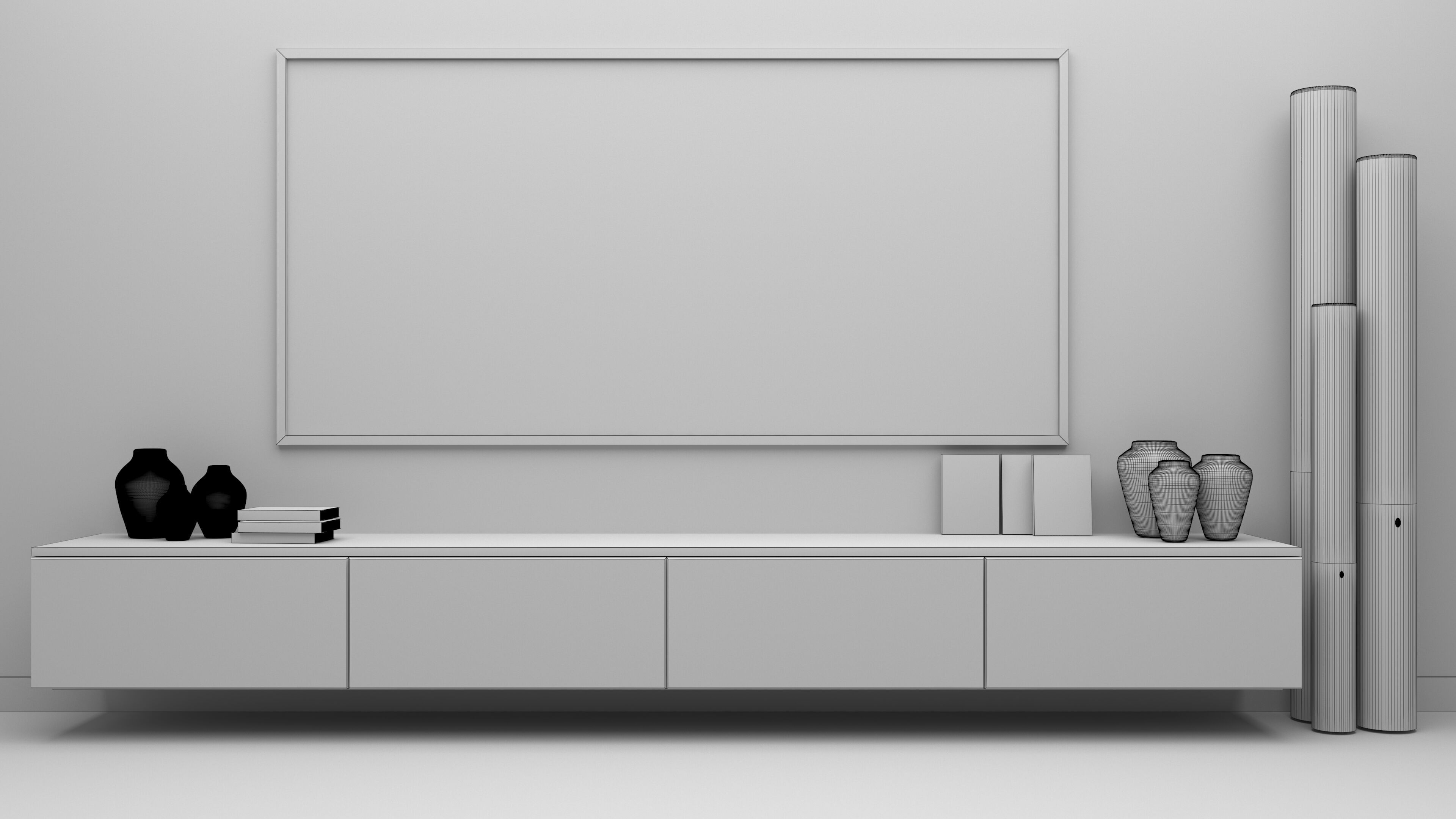 Tv Wall Unit free 3D model | CGTrader