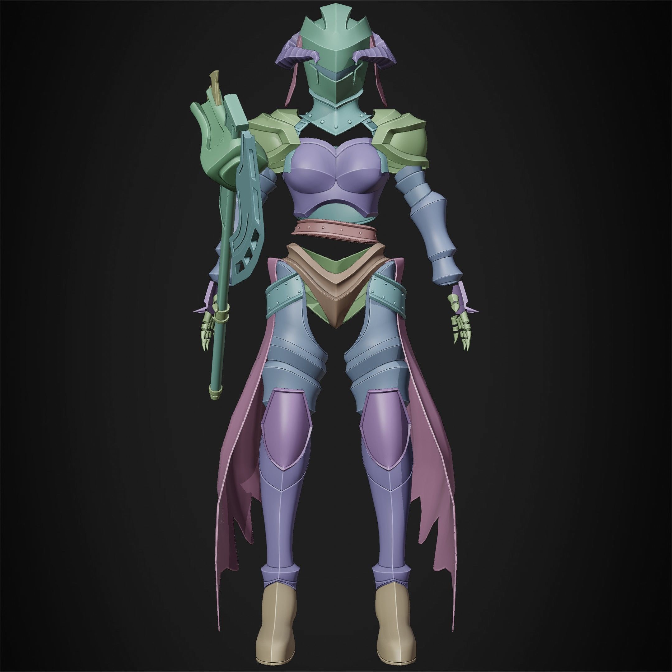 Overlord Albedo Full Armor and Axe for Cosplay 3D Model Collection 3D ...