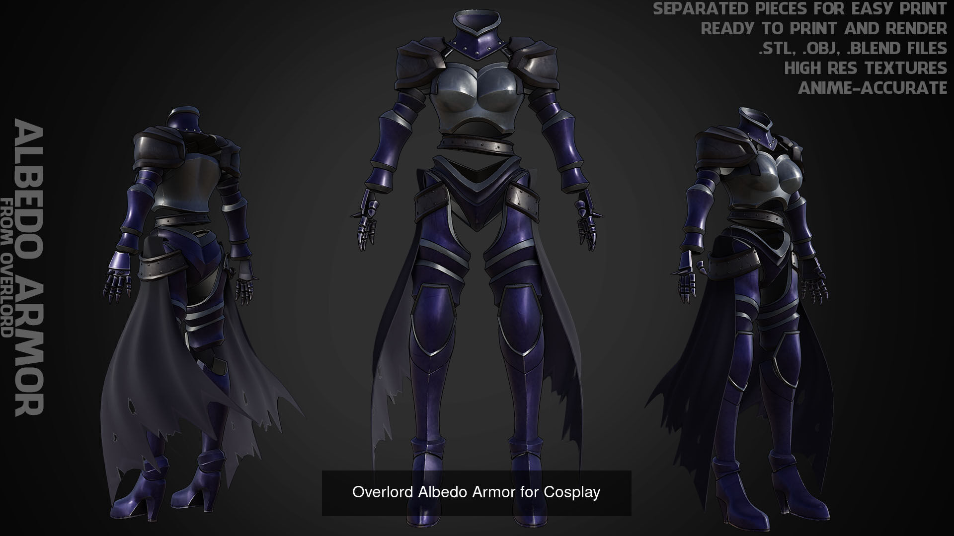 Overlord Albedo Full Armor and Axe for Cosplay 3D Model Collection 3D ...