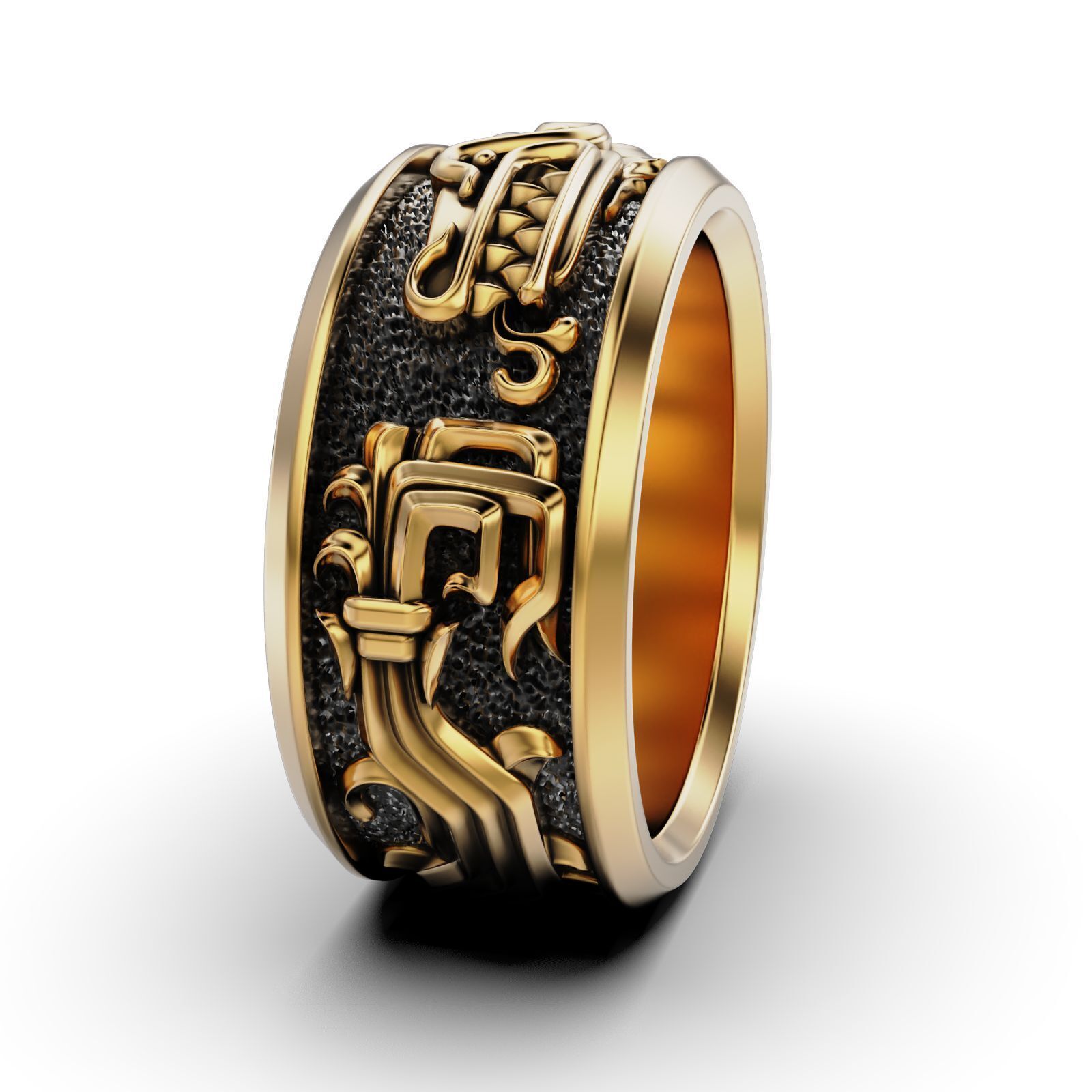 Aztec Quetzalcoatl Dragon Band 3D model 3D printable | CGTrader