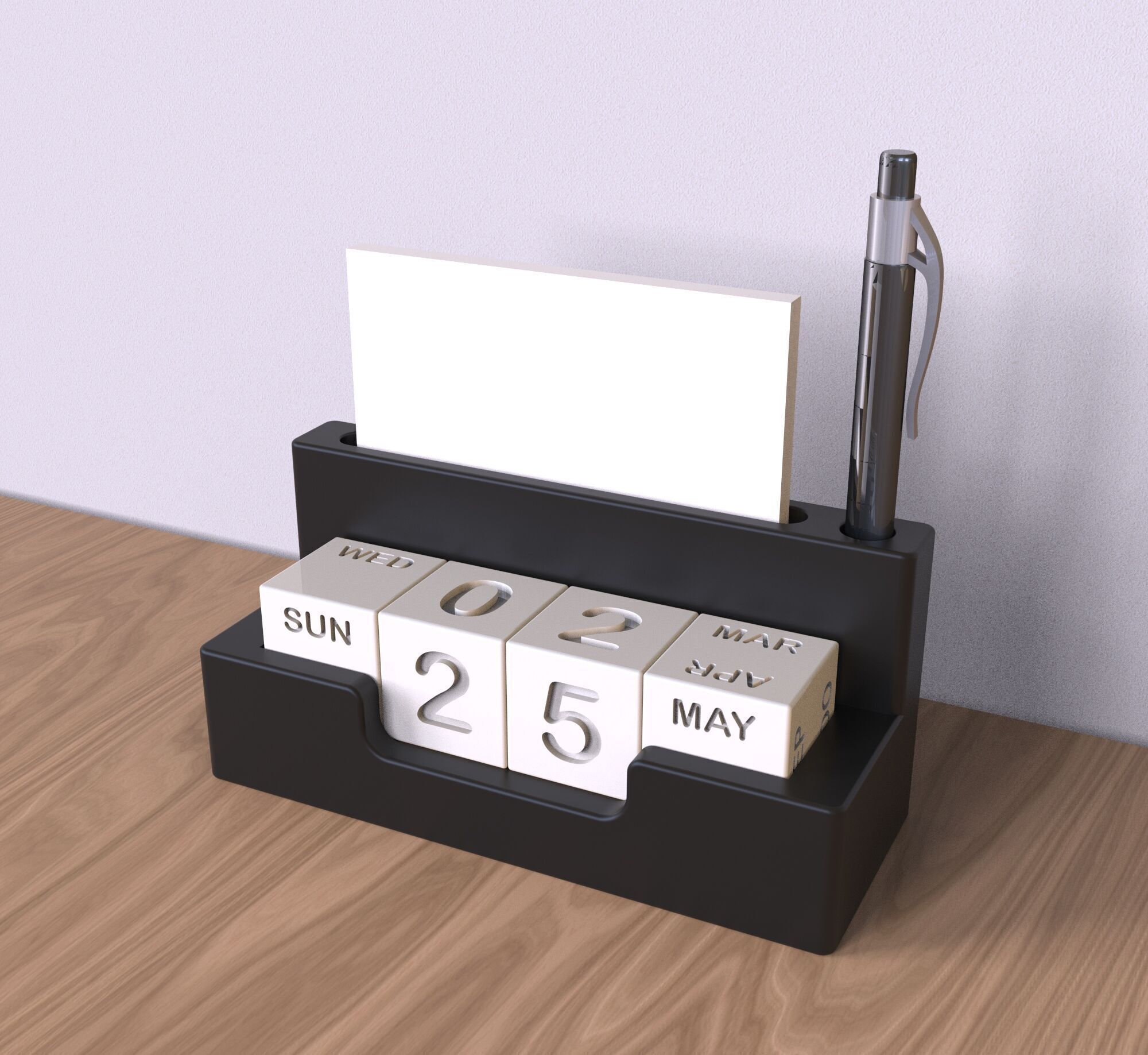 Perpetual Desk Block Calendar - Desk Organiser - Pen Holder 3D model 3D ...