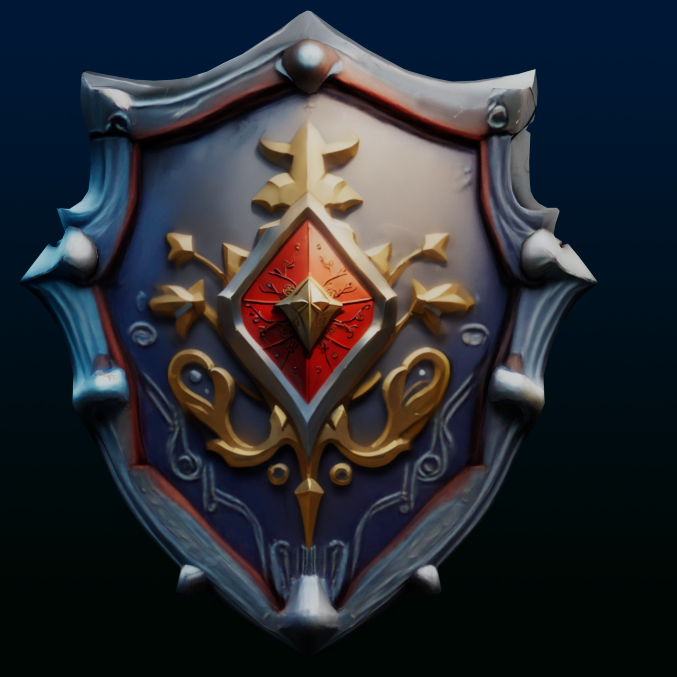 3D model 5 stylized lowpoly shields fantasy asset pack VR / AR / low ...
