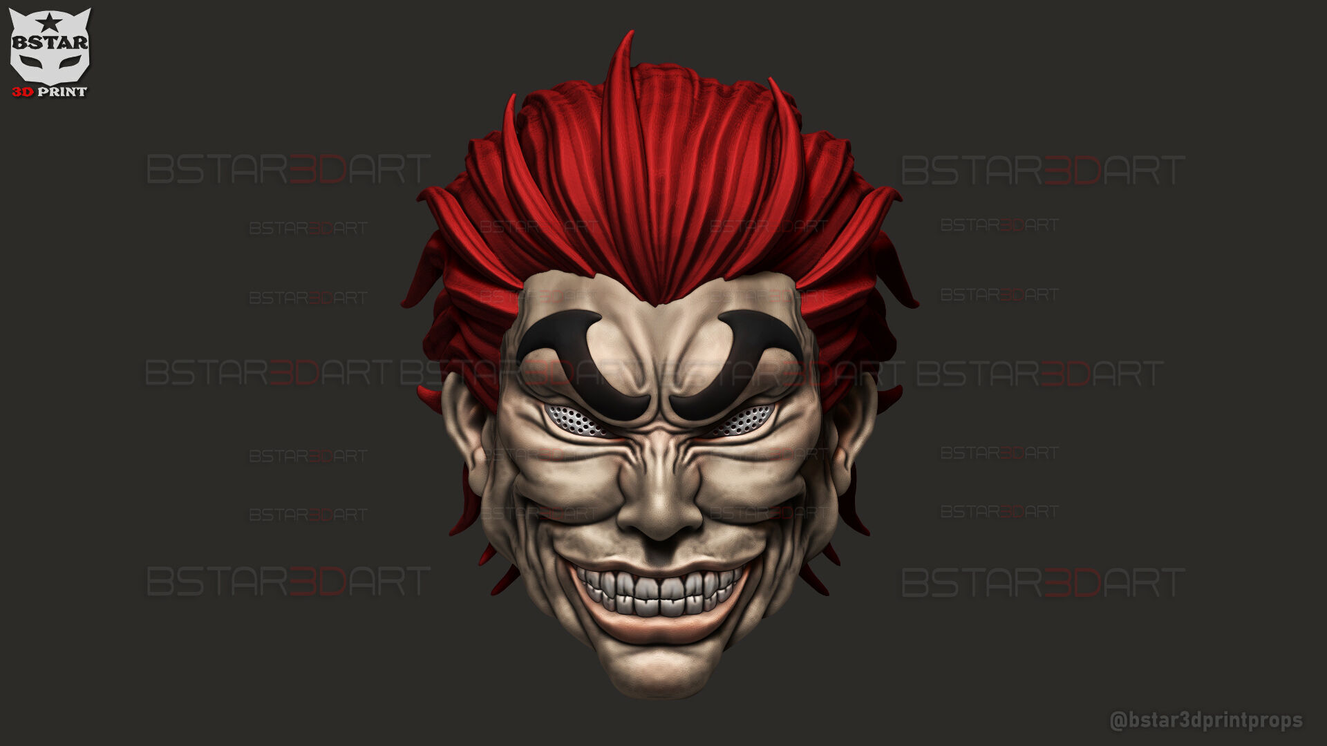 Yujiro Hanma Head Mask - With Hair - Baki Anime Netflix 3D model 3D ...