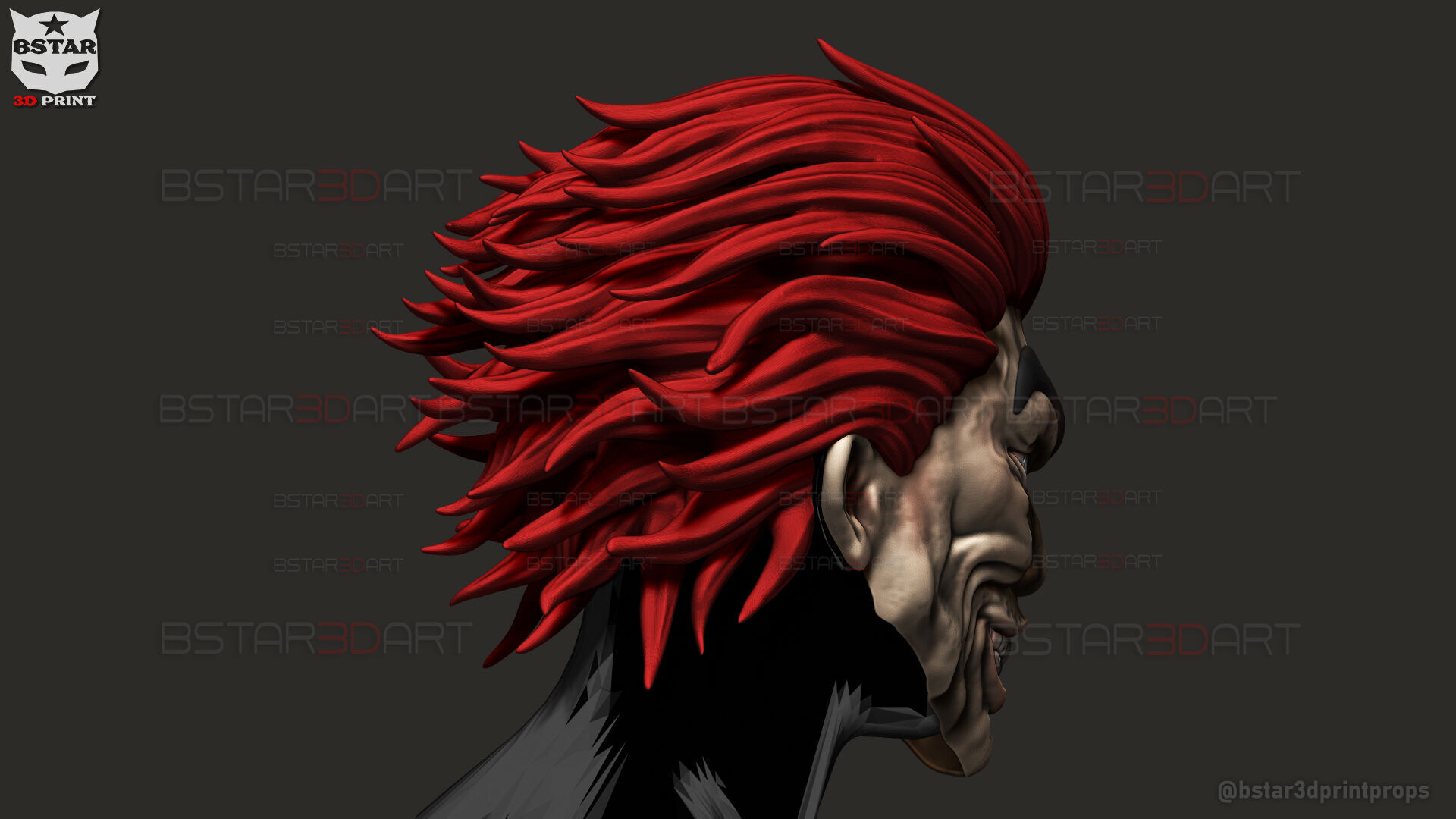 Yujiro Hanma Head Mask - With Hair - Baki Anime Netflix 3D model 3D ...