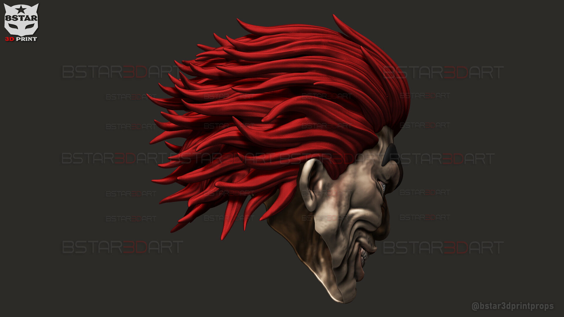 Yujiro Hanma Head Mask - With Hair - Baki Anime Netflix 3D model 3D ...