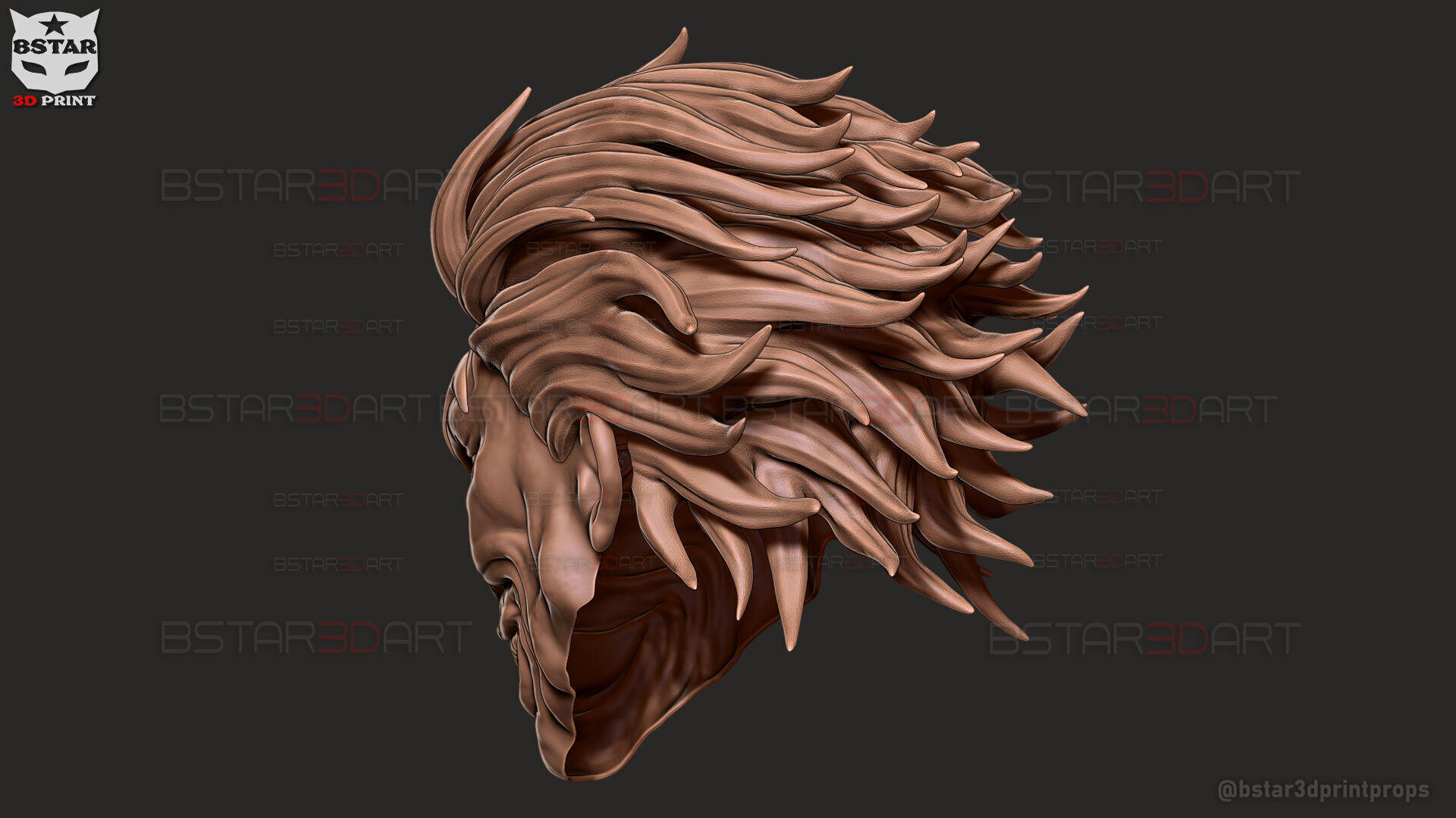 Yujiro Hanma Head Mask - With Hair - Baki Anime Netflix 3D model 3D ...