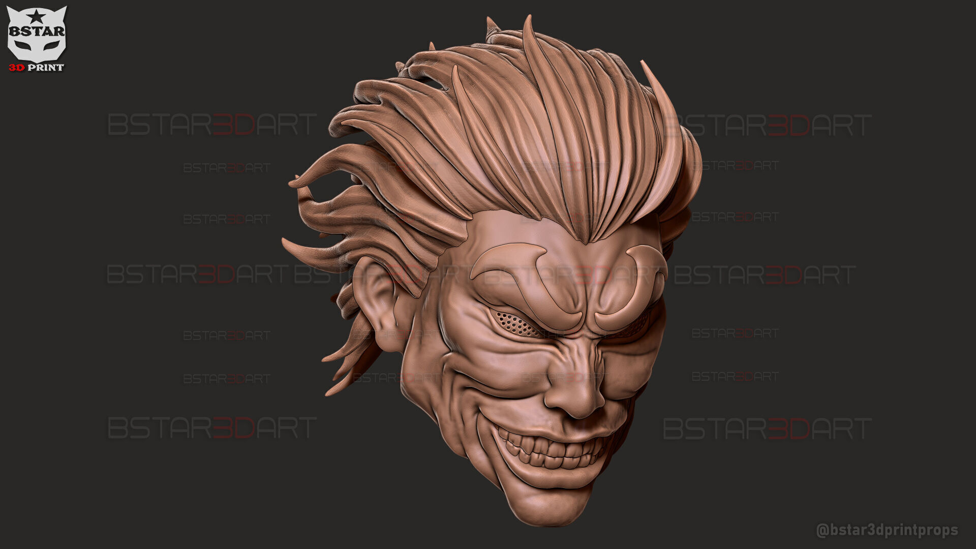 Yujiro Hanma Head Mask - With Hair - Baki Anime Netflix 3D model 3D ...