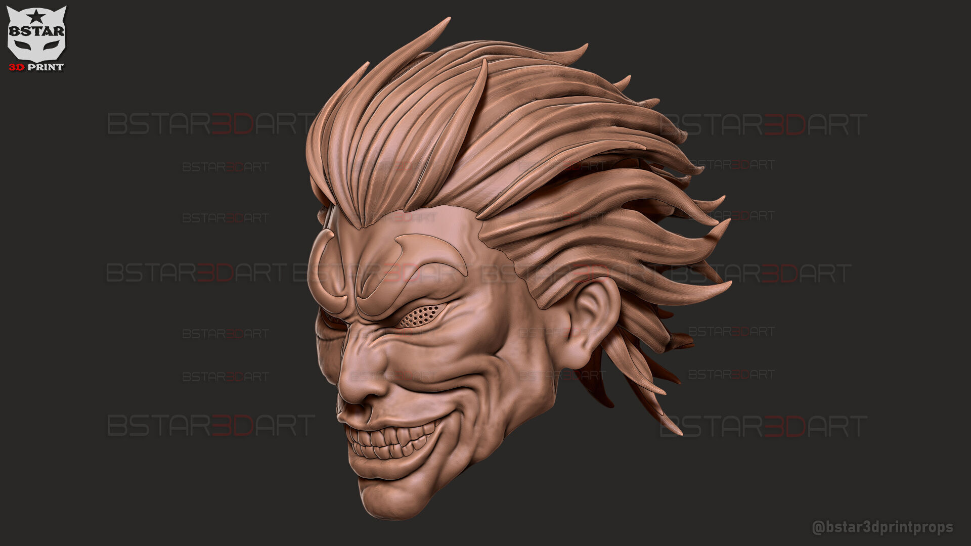 Yujiro Hanma Head Mask - With Hair - Baki Anime Netflix 3D model 3D ...