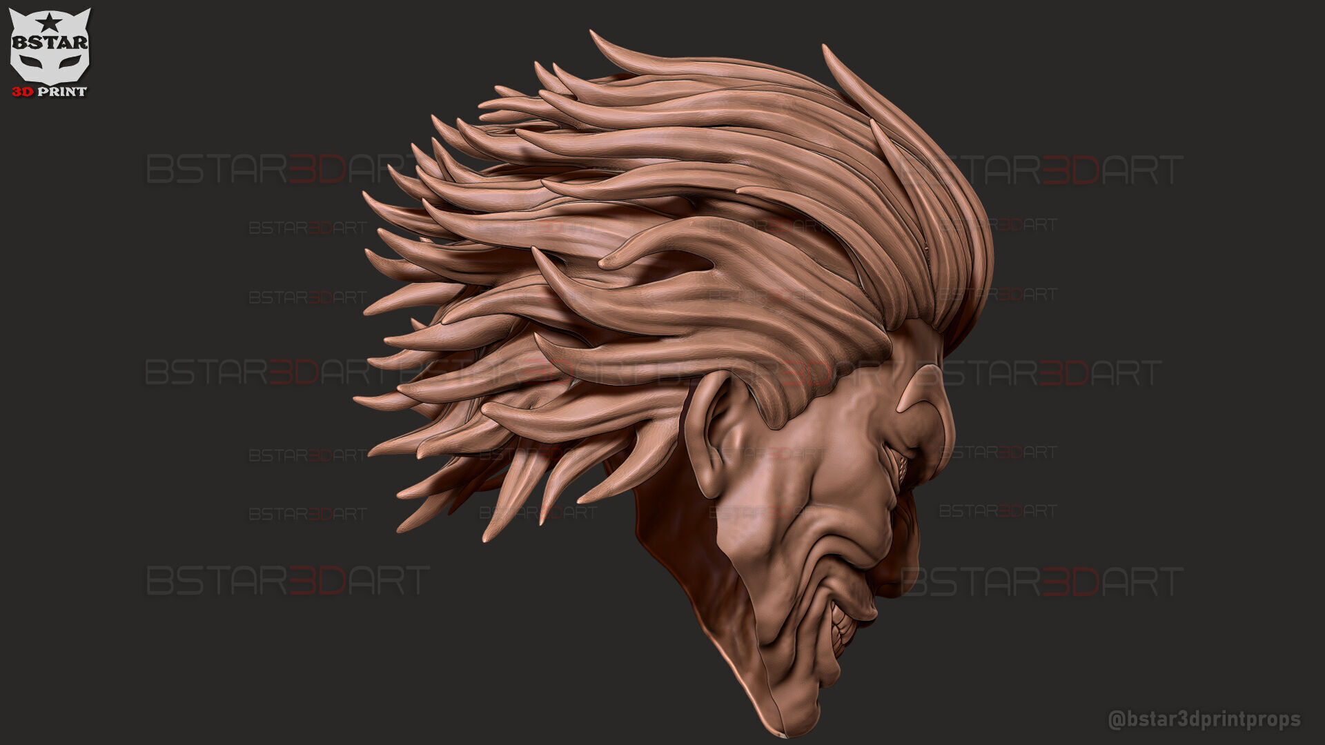 Yujiro Hanma Head Mask - With Hair - Baki Anime Netflix 3D model 3D ...