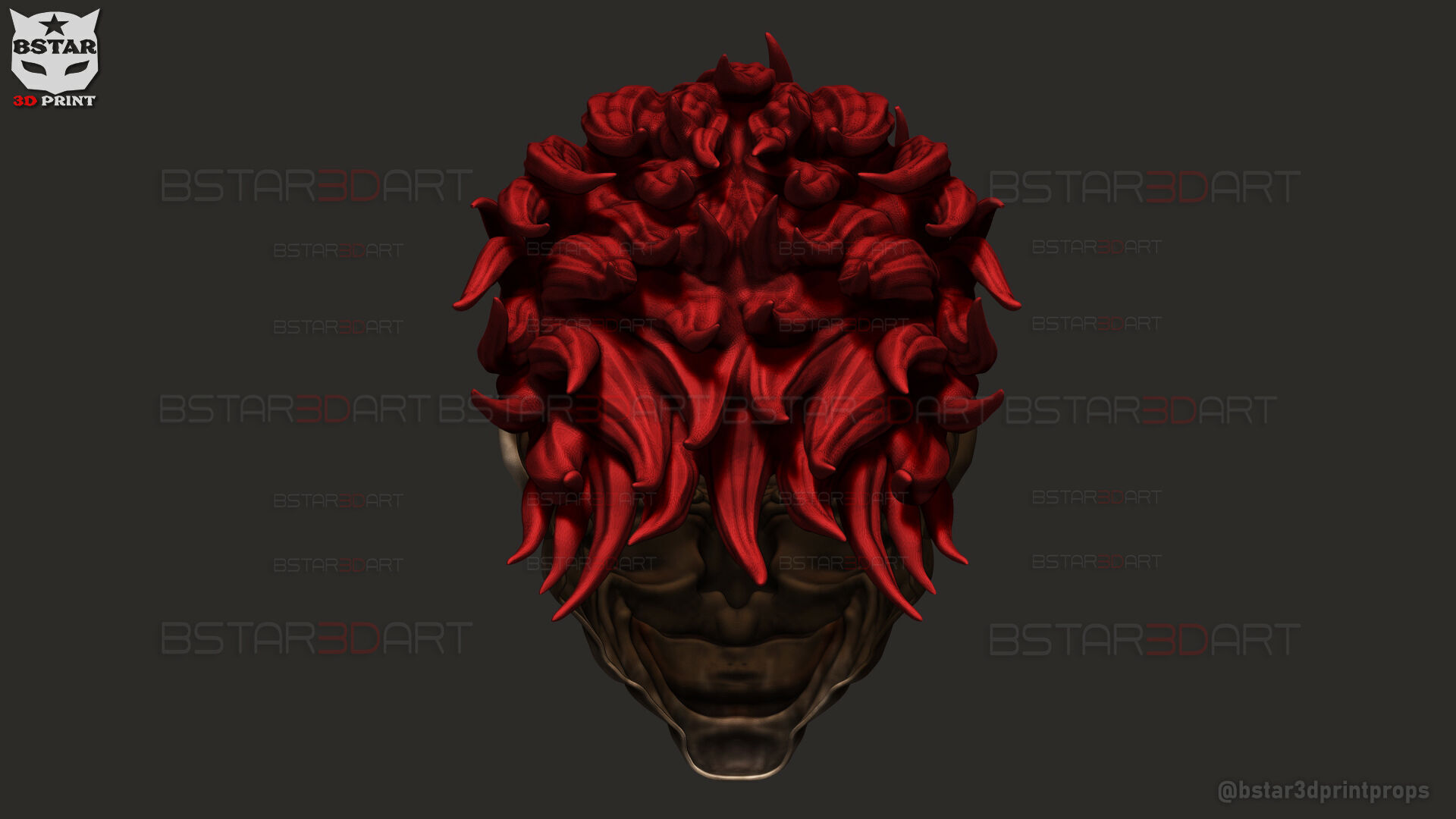 Yujiro Hanma Head Mask - With Hair - Baki Anime Netflix 3D model 3D ...