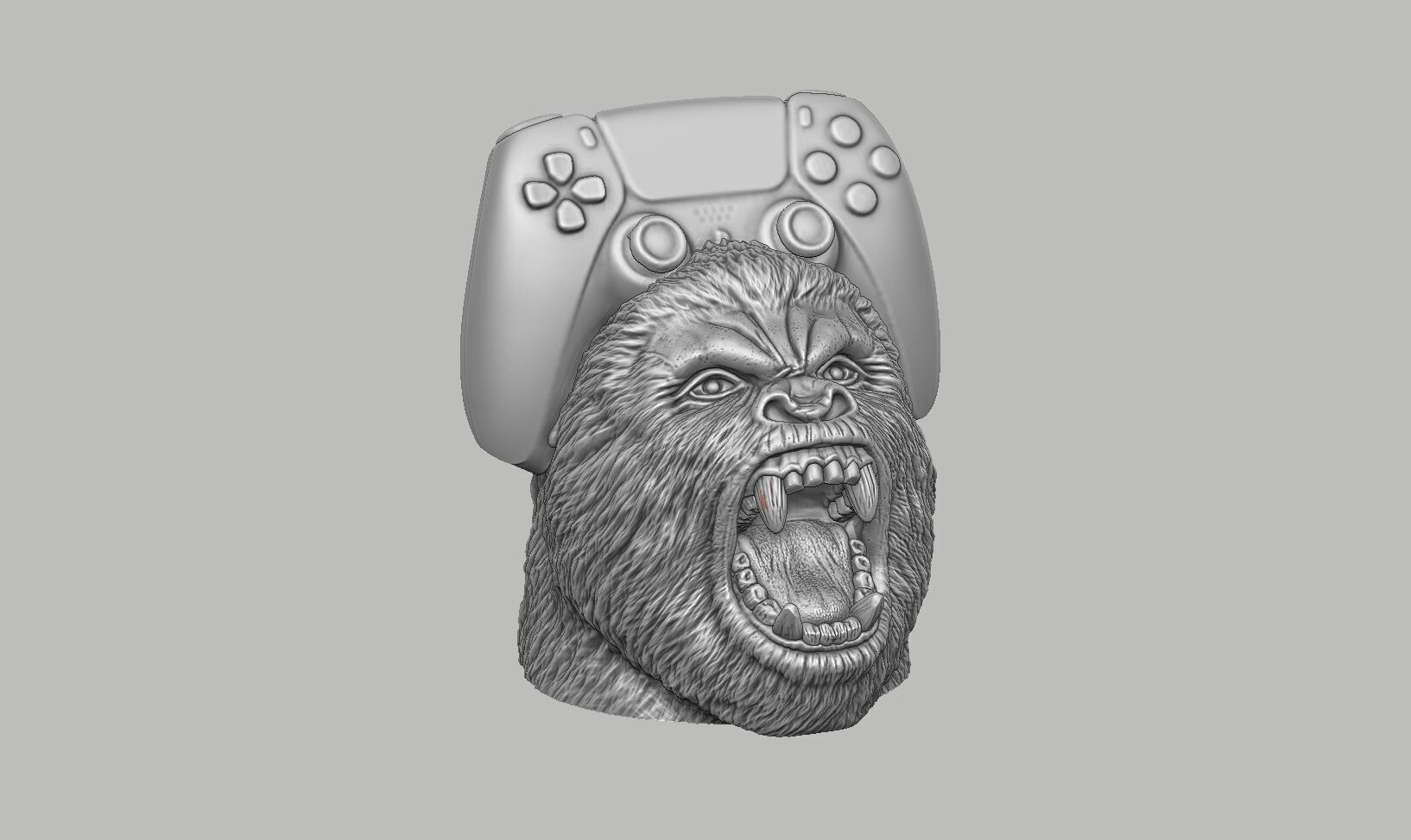 Gorilla scream head Ps5 controller stand 3D model 3D printable | CGTrader