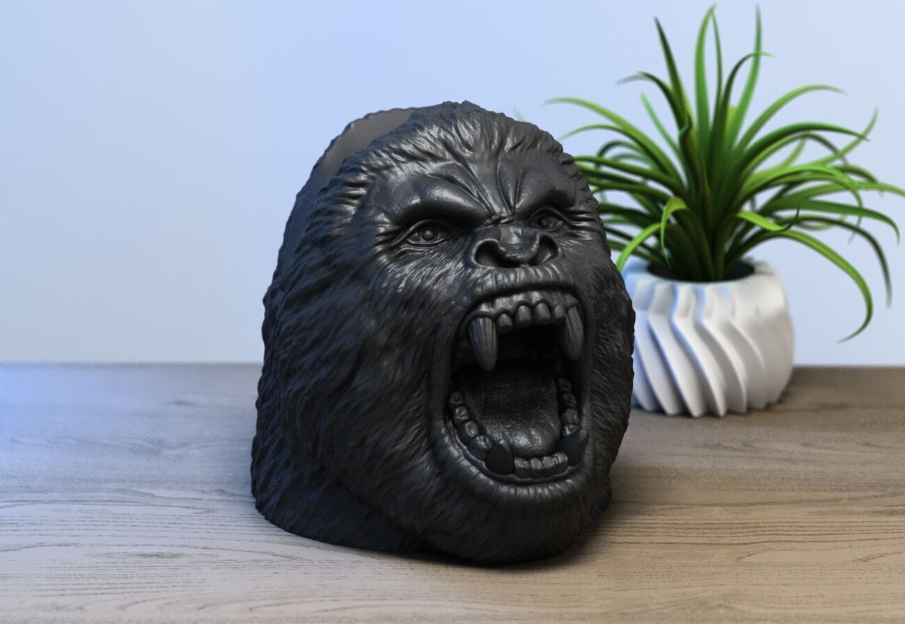 Gorilla scream head Ps5 controller stand 3D model 3D printable | CGTrader