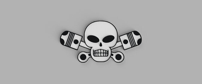 Skull and Crossbones Connecting Rod Piston Auto 2 Wall Picture free 3D ...
