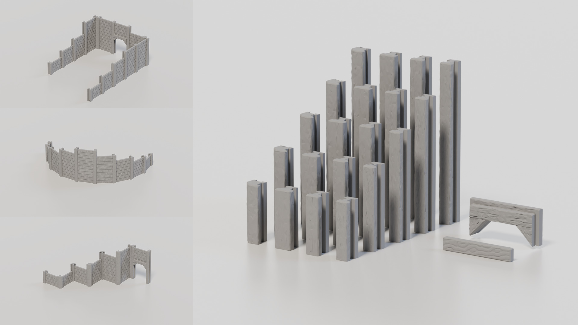 Model Railway - HO Scale - Flexible Universal Retaining Wall 3D model ...