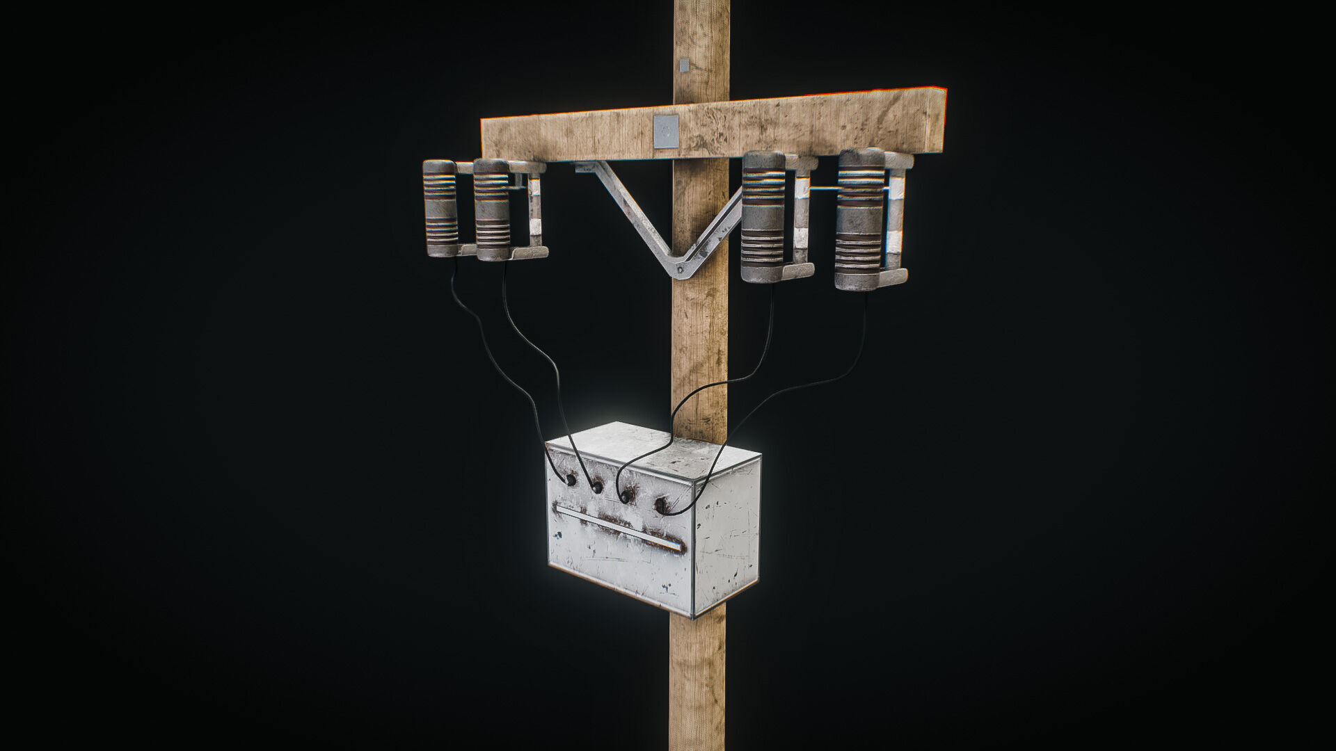 3D model Wooden Utility Pole with Transformer 3D Model VR / AR / low ...
