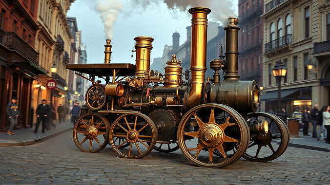 3D model Steampunk Tractor with Ornate Brass Details VR / AR / low-poly ...